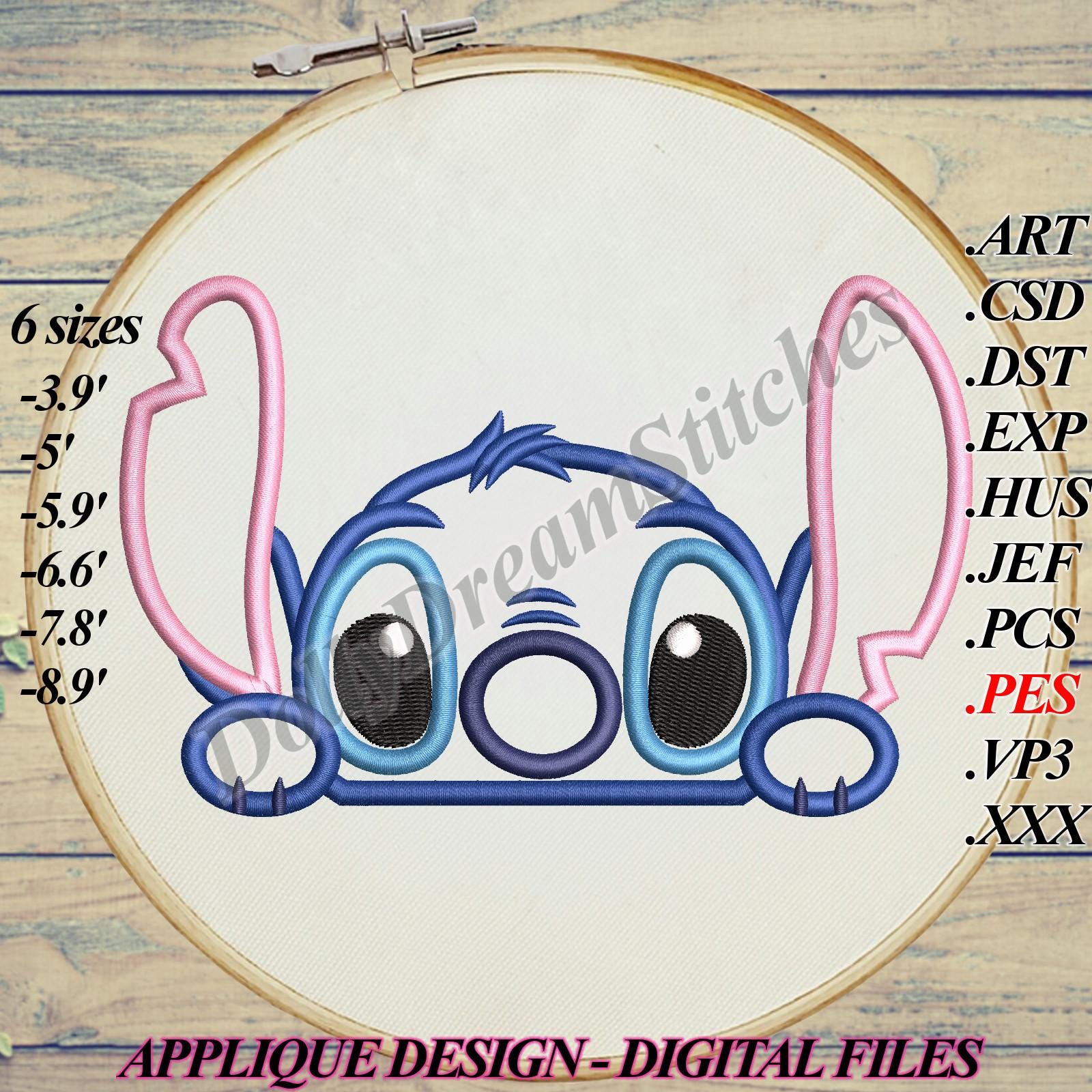 Stitch Peeker APPLIQUE, 6 Sizes, Instant Download - Etsy
