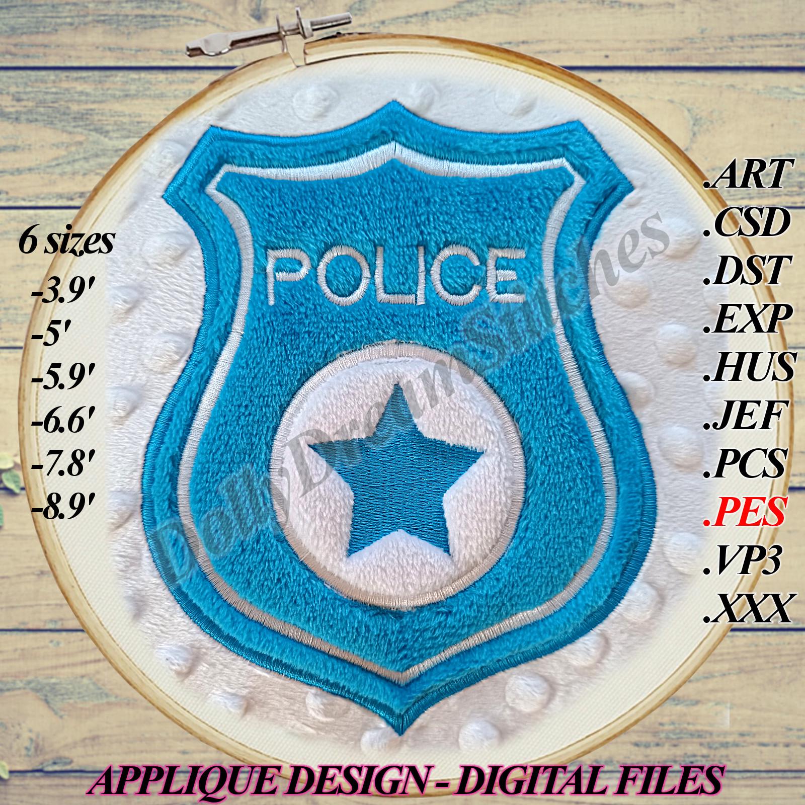 Police Badge APPLIQUE, 6 Sizes, Instant Download - Etsy