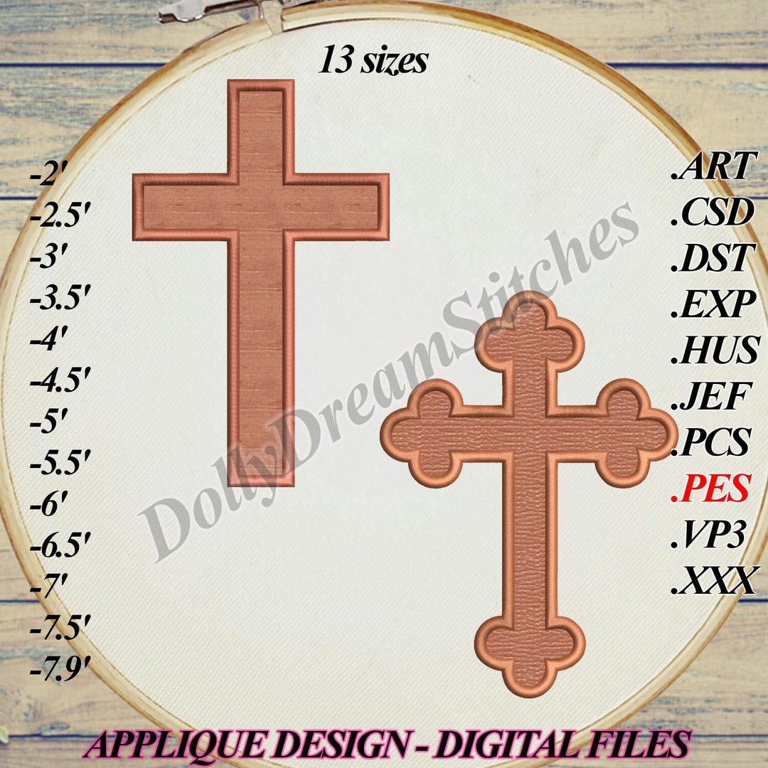 Cross APPLIQUE Set, Orthodox Cross Embroidery Design, Catholic Cross ...
