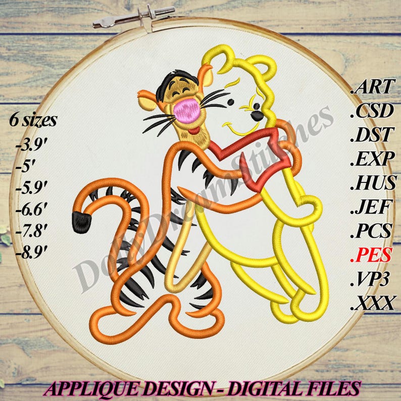 Winnie APPLIQUE, Winnie and Tigger Embroidery Design, 6 Sizes, Instant ...