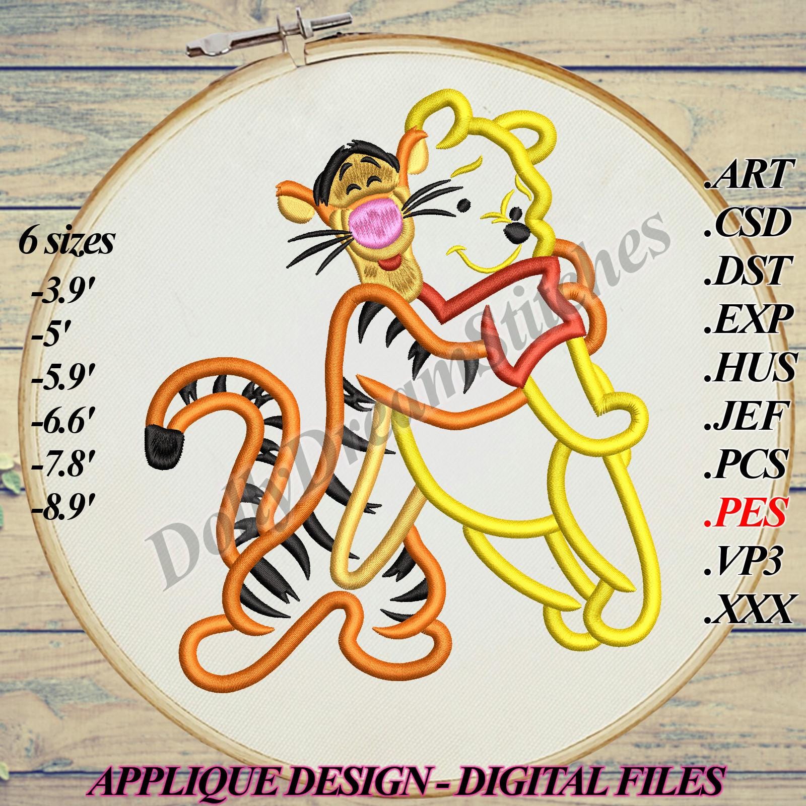 Winnie APPLIQUE, Winnie and Tigger Embroidery Design, 6 Sizes, Instant ...