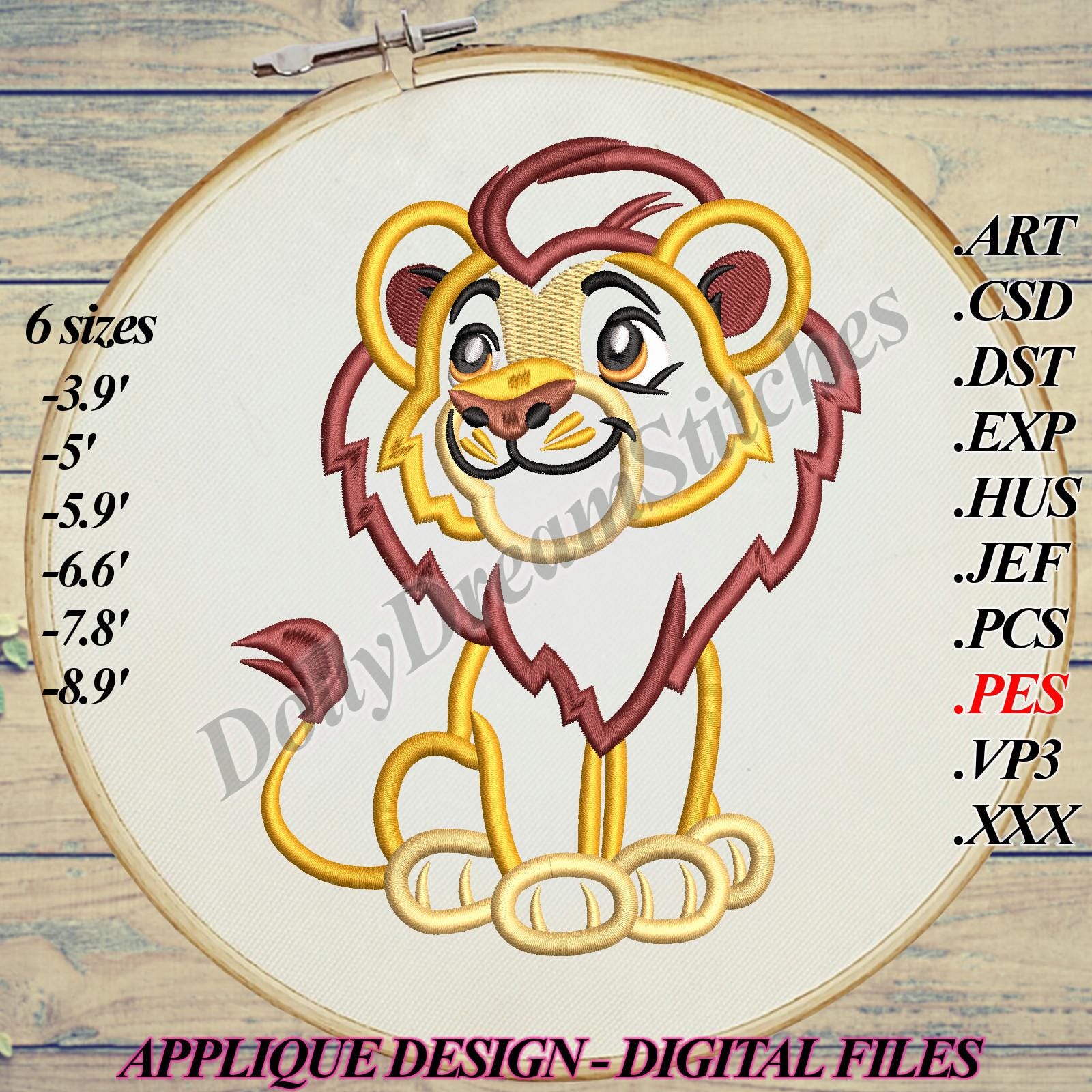 Cute Lion APPLIQUE, Lion Adult Embroidery Design, 6 Sizes, Instant ...