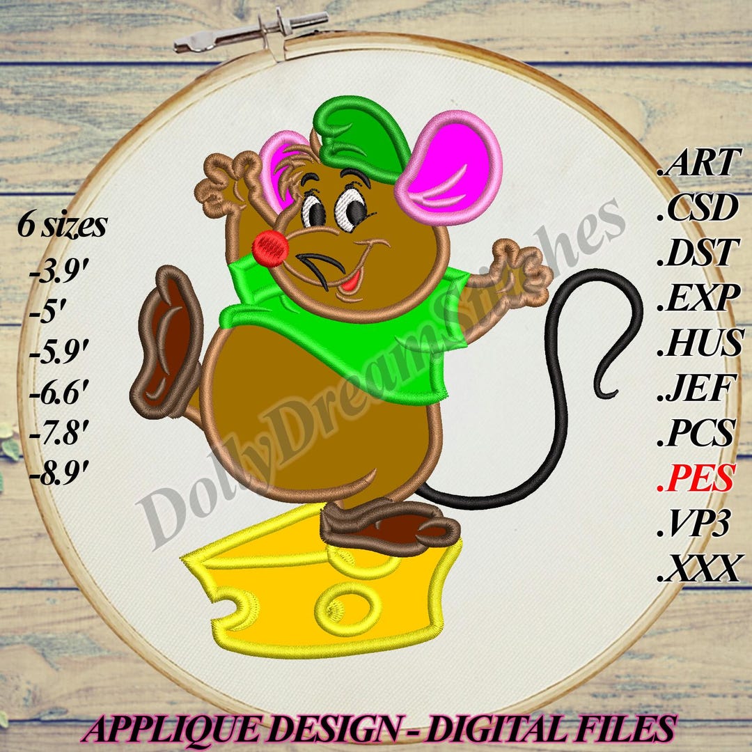 Mouse APPLIQUE, Gus Gus Embroidery Design, 6 Sizes, Instant Download - Etsy