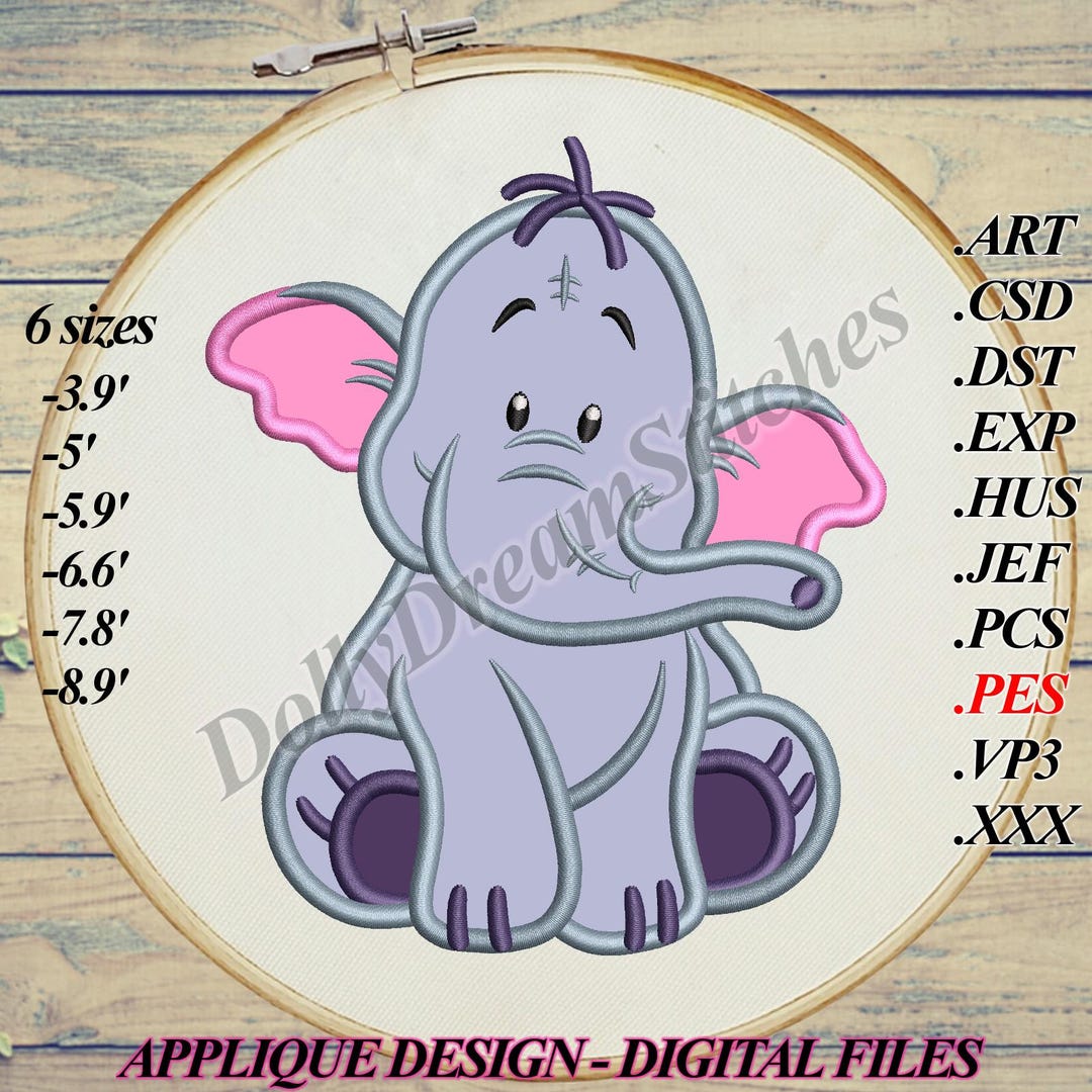 Elephant APPLIQUE, Lumpy Embroidery Design, 6 Sizes, Instant Download ...