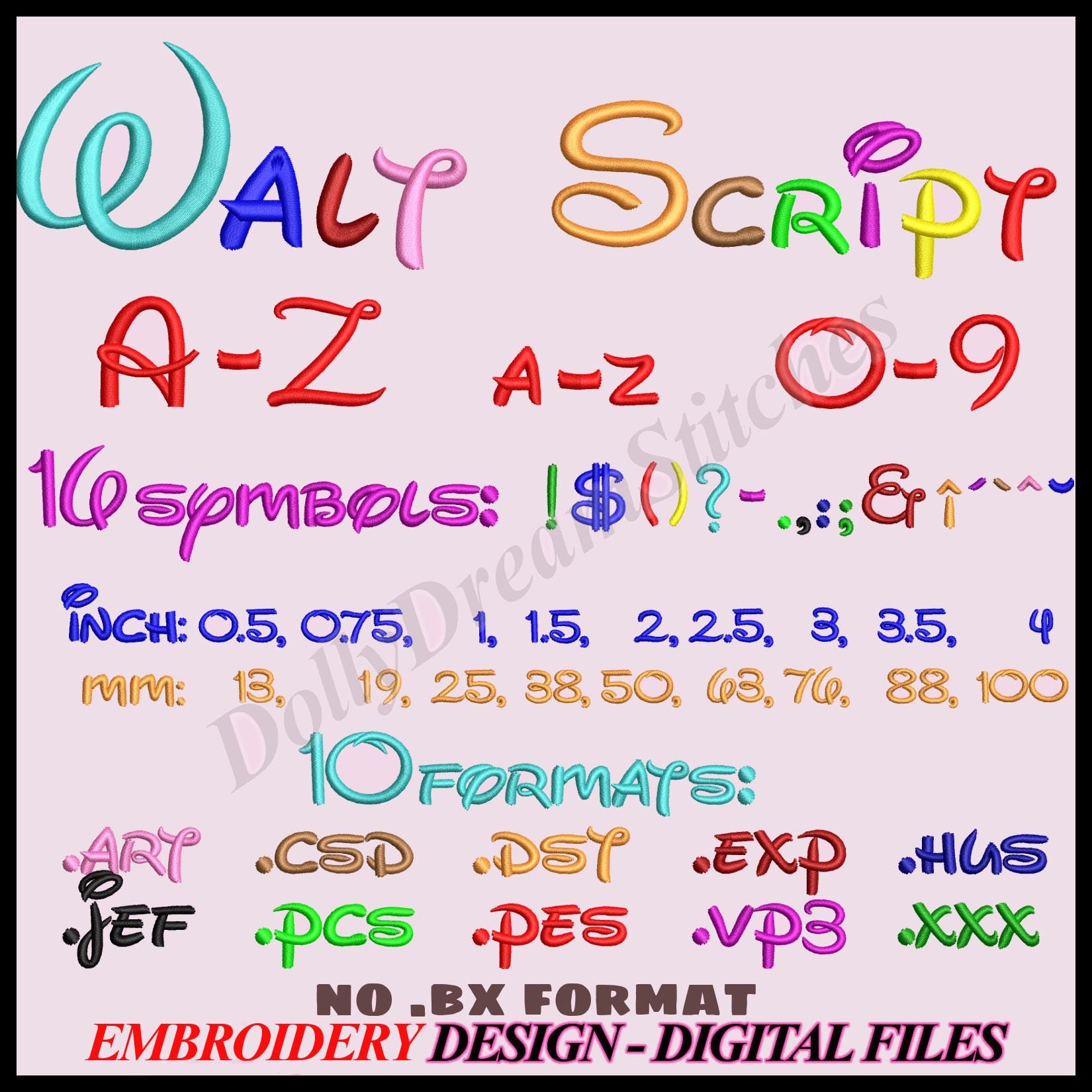Waltograph Font Embroidery Design, Walt Alphabet Embroidery Design, 9 ...