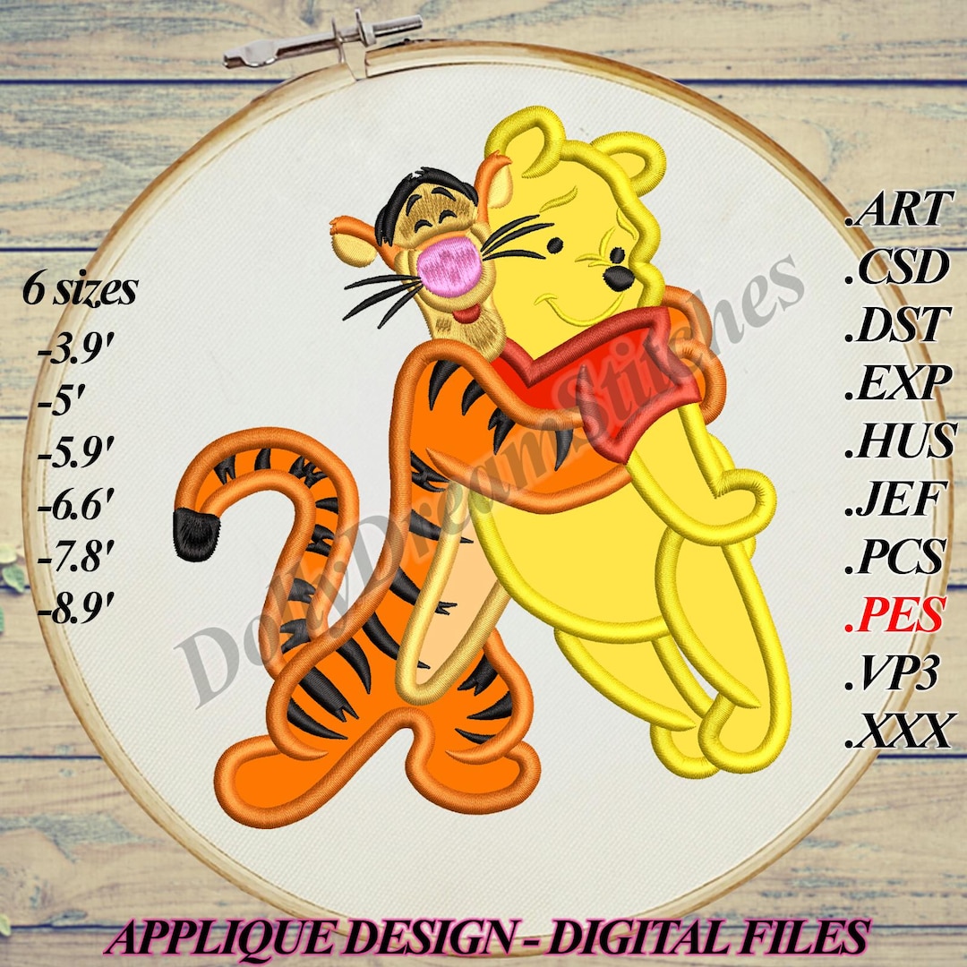 Winnie APPLIQUE, Winnie and Tigger Embroidery Design, 6 Sizes, Instant ...