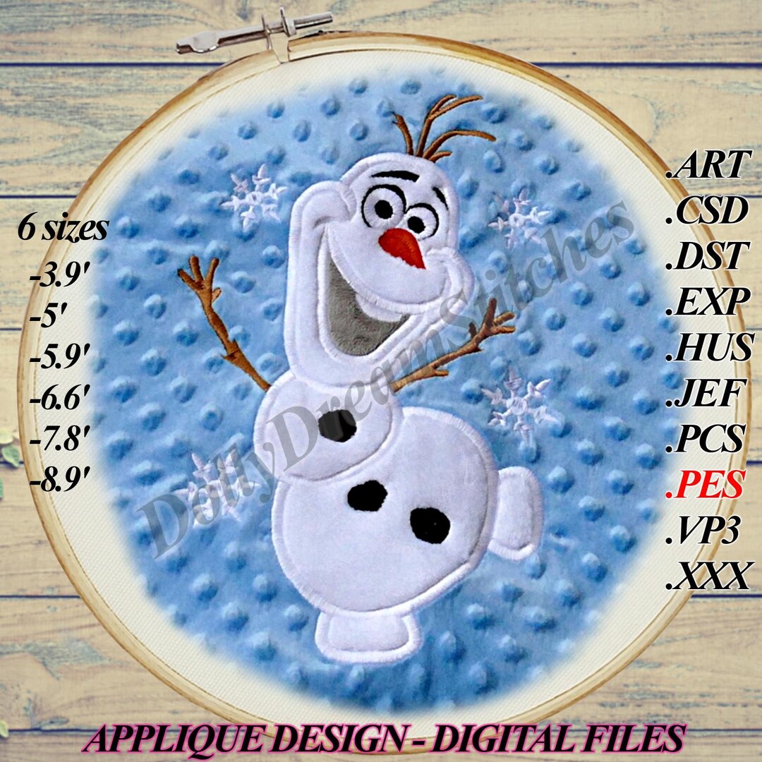 Olaf APPLIQUE, Snowman Embroidery Design, 6 Sizes, Instant Download - Etsy
