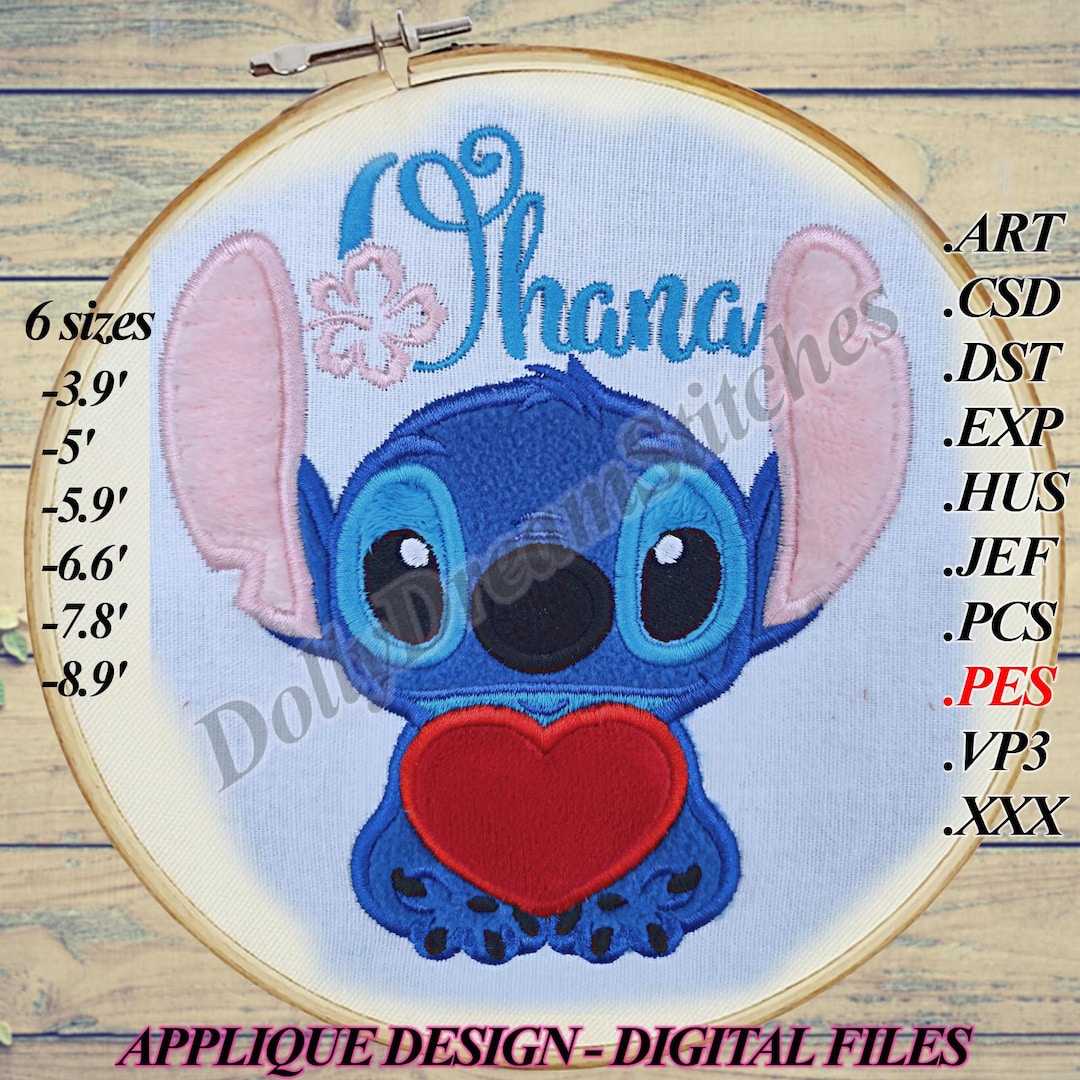 Alien APPLIQUE, Stitch Ohana Embroidery Design, 6 Sizes, Instant ...