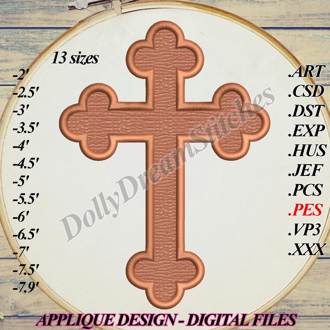 Cross APPLIQUE, Orthodox Cross Embroidery Design, 13 Sizes, Instant ...