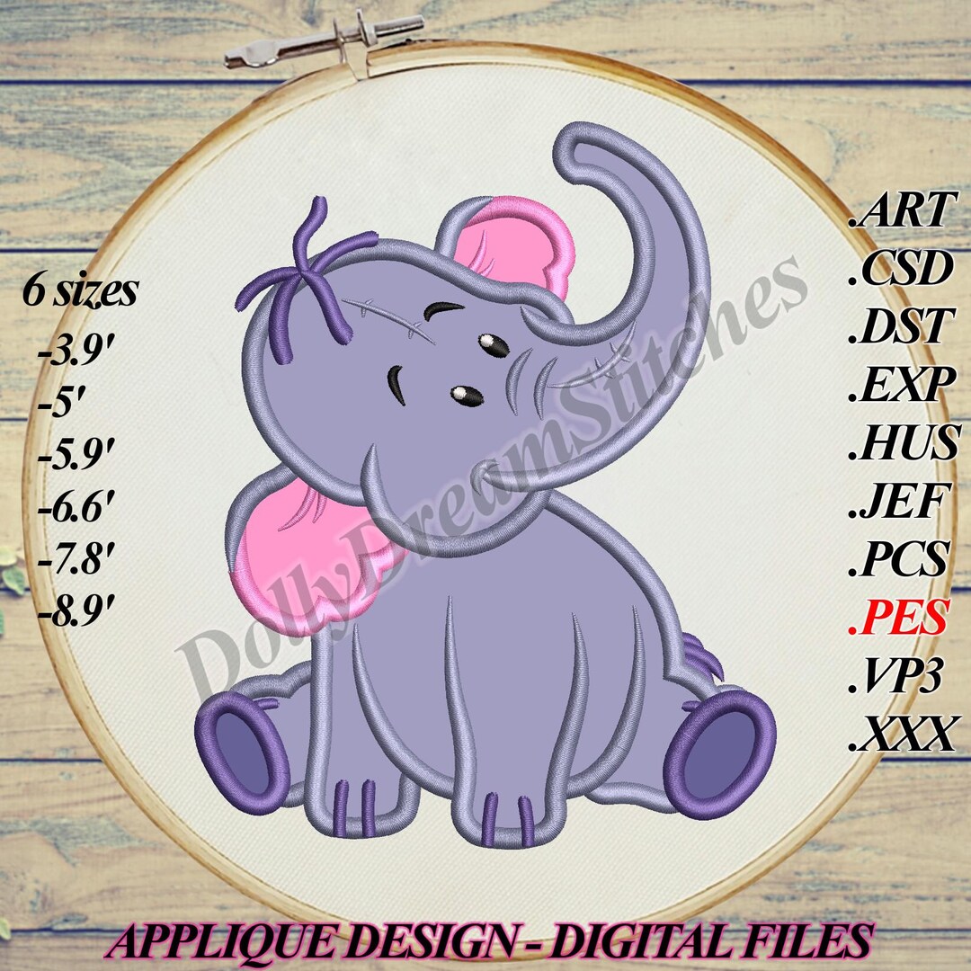 Elephant APPLIQUE, Lumpy Embroidery Design, 6 Sizes, Instant Download ...
