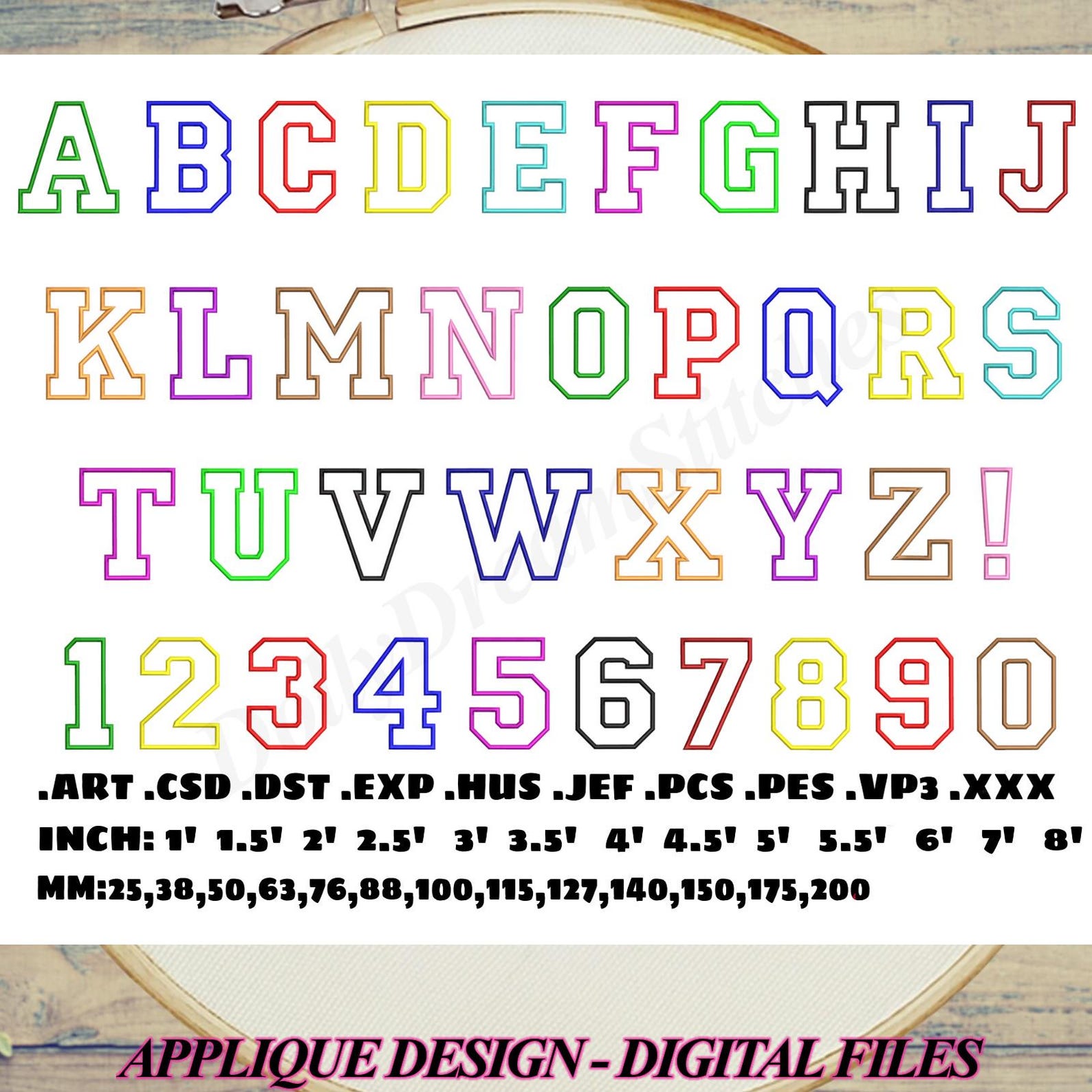 Varsity Font APPLIQUE, Varsity Font Embroidery Design, 13 Sizes ...