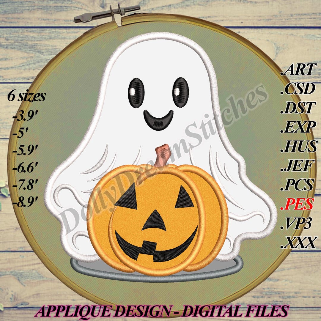 Ghost APPLIQUE, Ghost Embroidery Design, 6 Sizes, Instant Download - Etsy