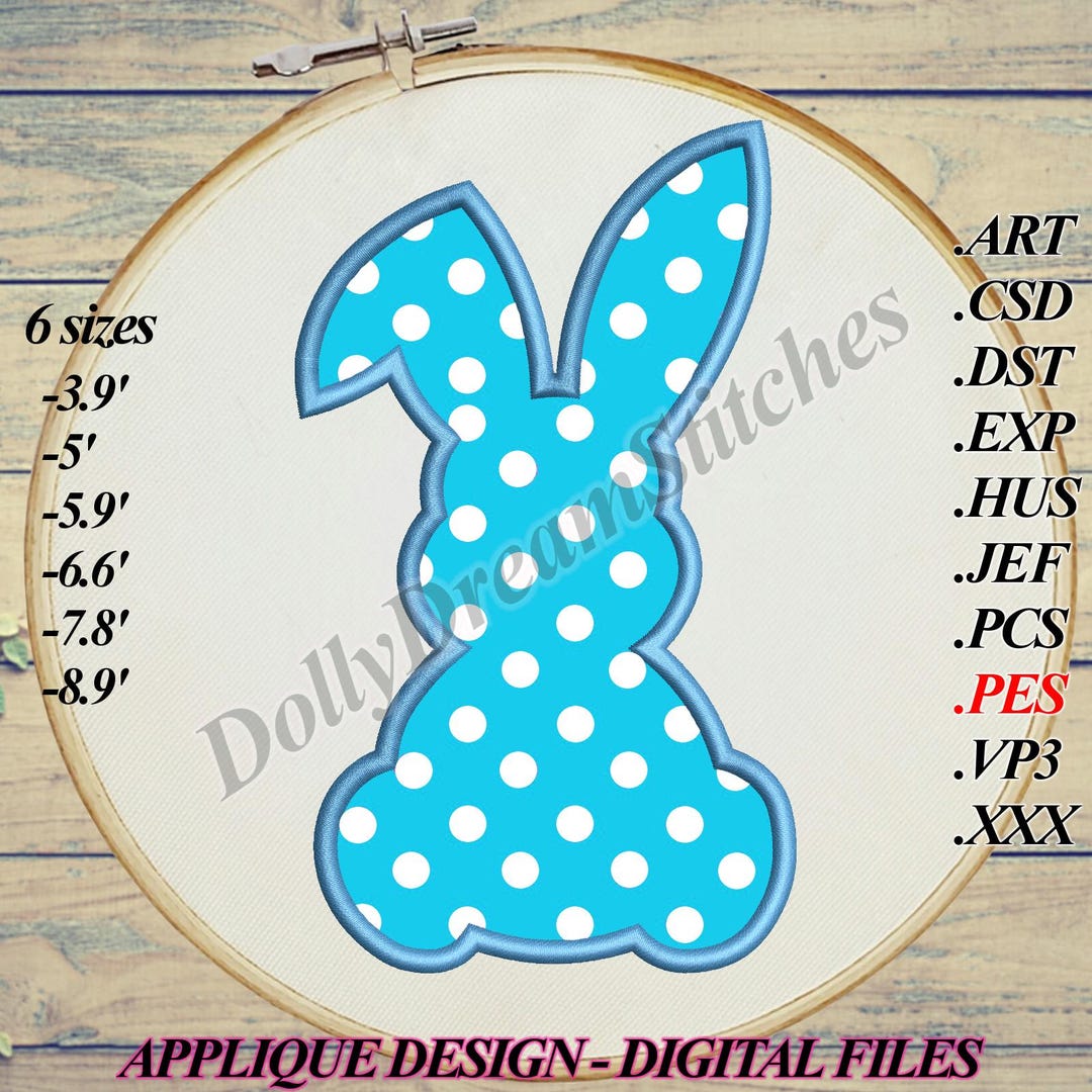 Bunny Contour APPLIQUE, Easter Bunny Embroidery Design, 6 Sizes ...