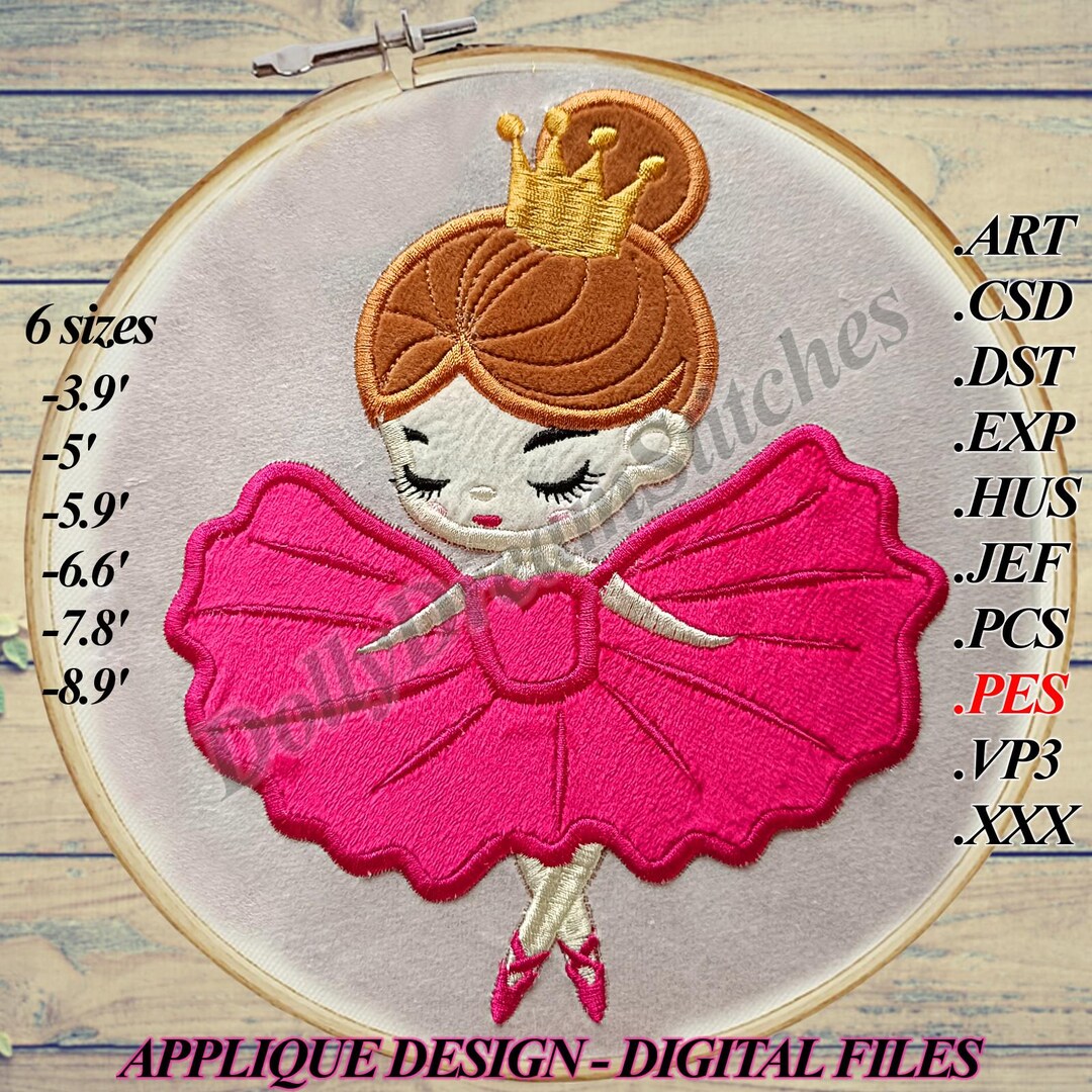 Ballerina APPLIQUE, 6 Sizes, Instant Download - Etsy