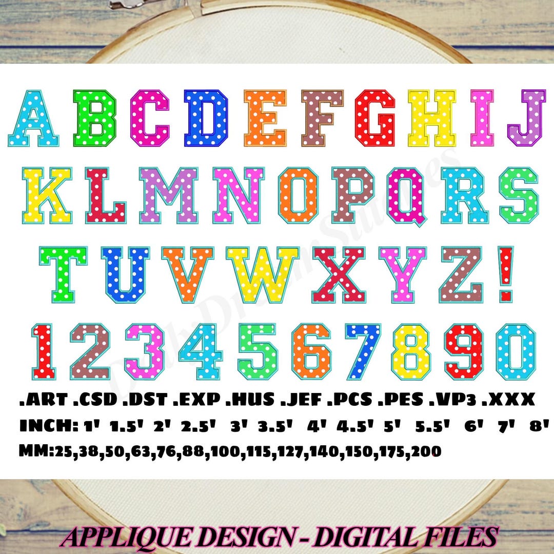 Varsity Font APPLIQUE, Varsity Font Embroidery Design, 13 Sizes ...