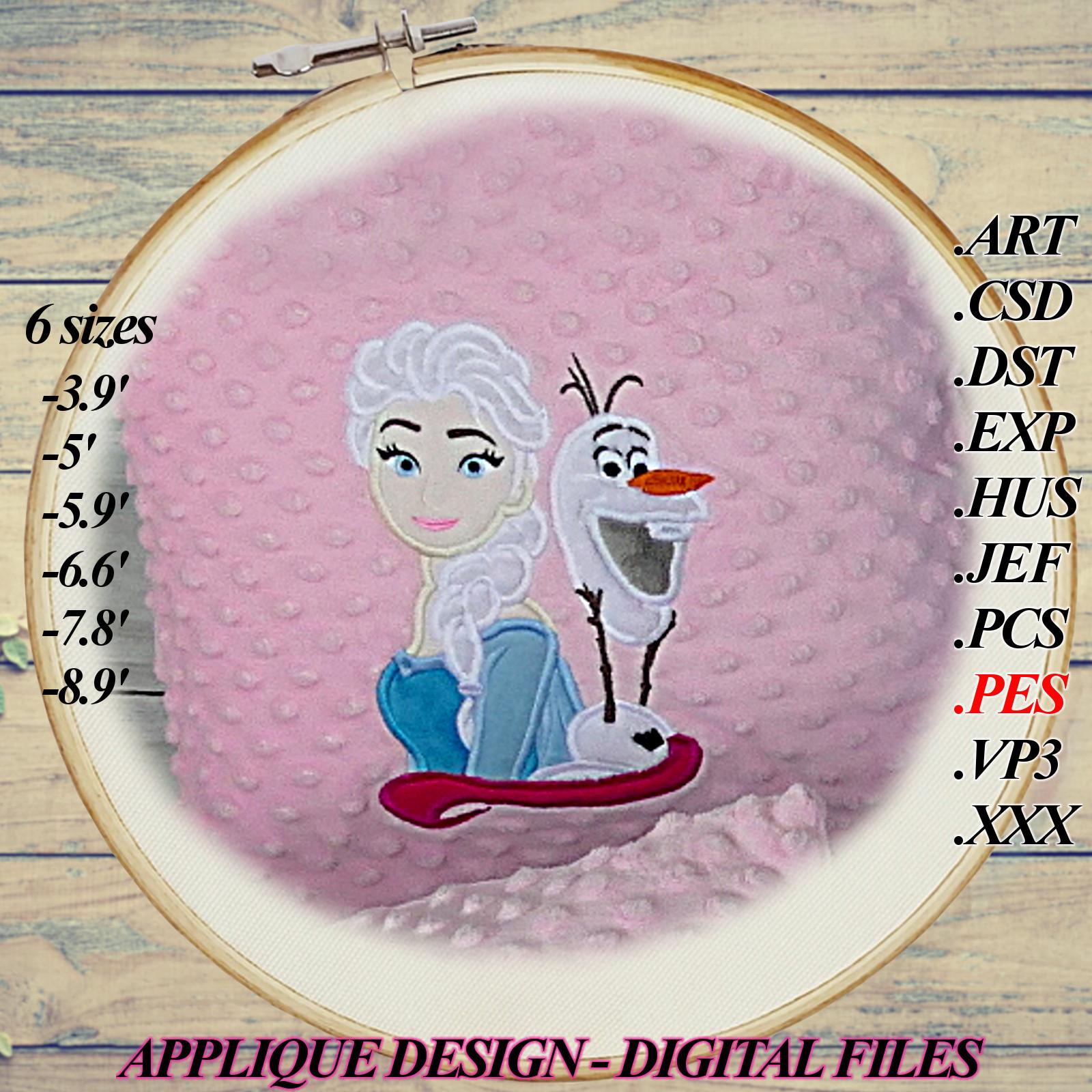 Ice Princess APPLIQUE, Elsa and Olaf Embroidery Design, 6 Sizes ...