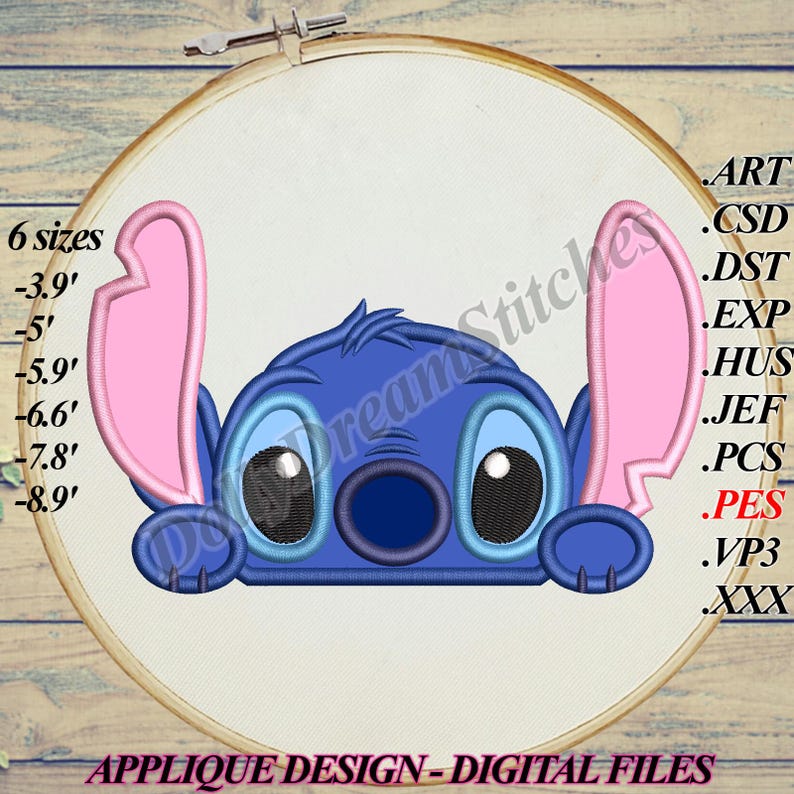 Stitch Peeker APPLIQUE, 6 Sizes, Instant Download - Etsy