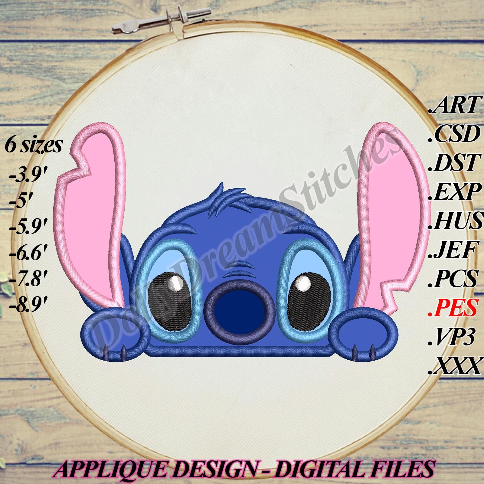 Stitch Peeker APPLIQUE, 6 Sizes, Instant Download - Etsy
