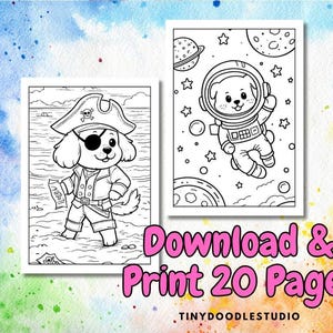 Cute Puppy Coloring Pages With 20 Different Activities - Etsy