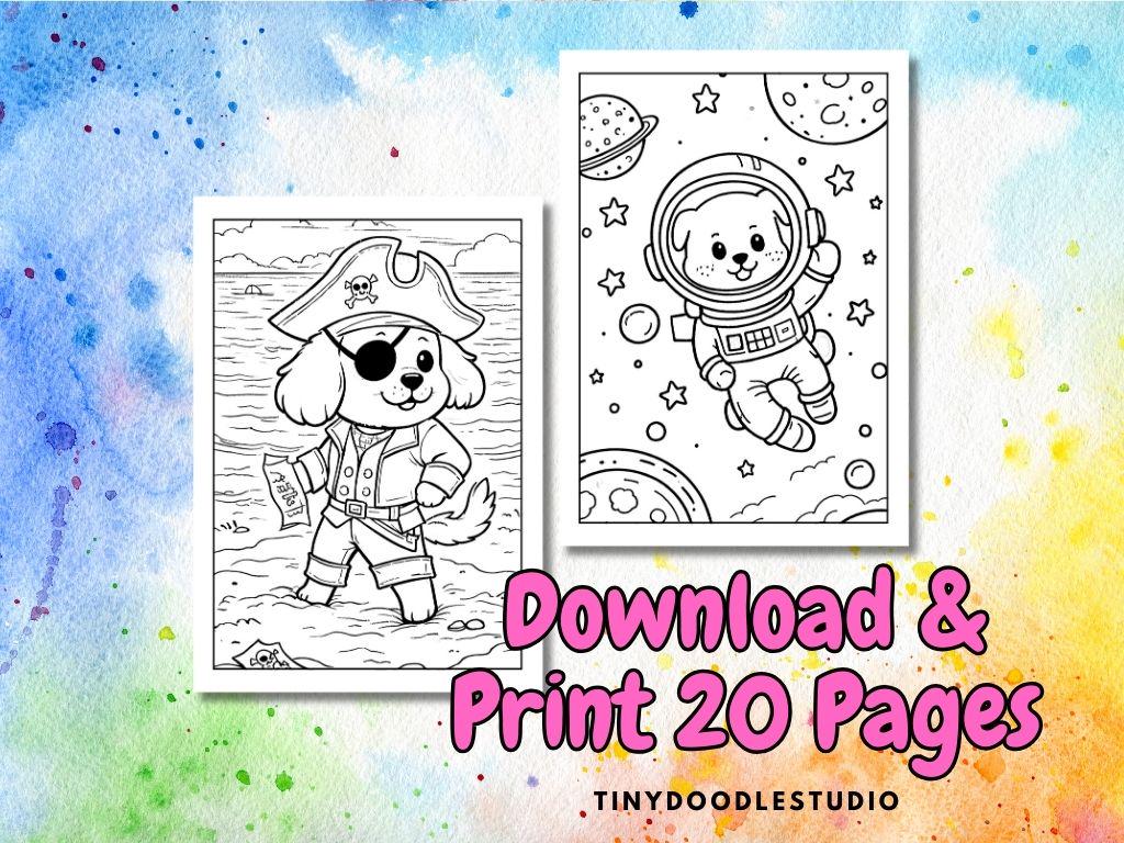 Cute Puppy Coloring Pages With 20 Different Activities - Etsy