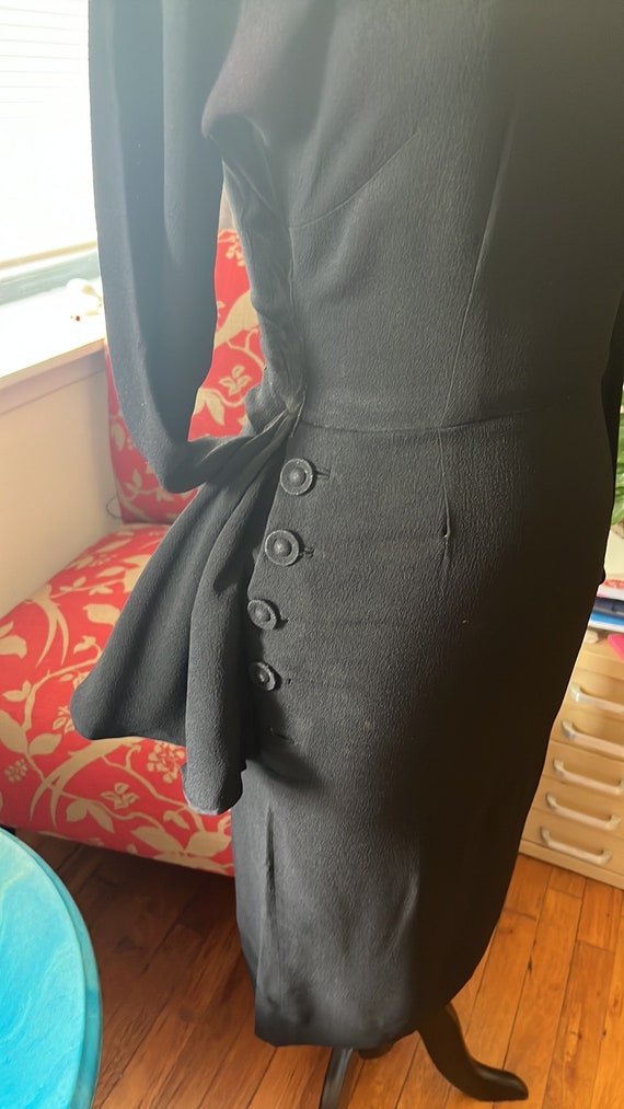 Vintage 1940s Dress Black Gem