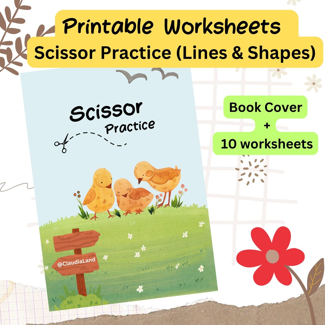 Scissor Skill Exercise, Printable Scissor Practice Sheets, Cutting ...
