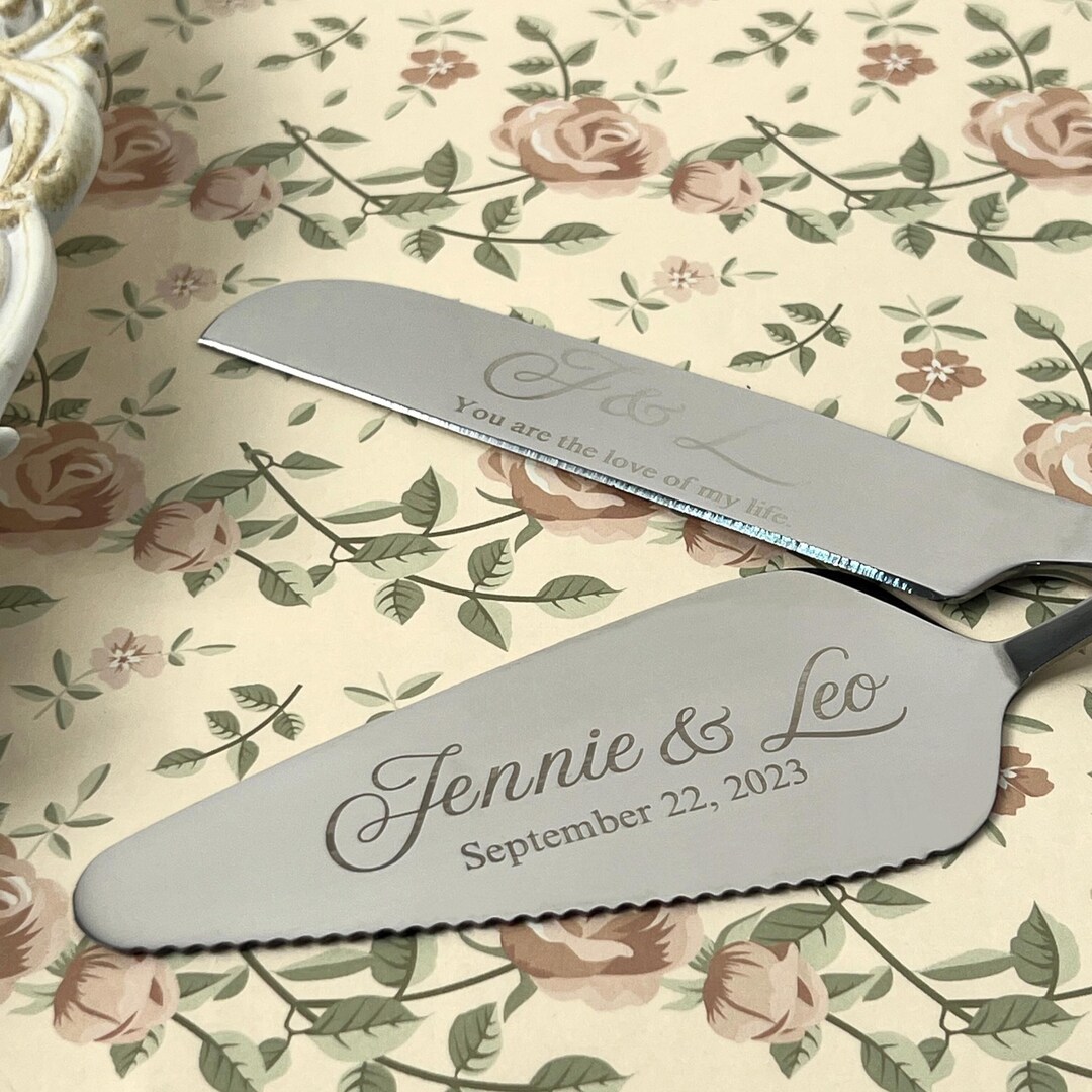 Personalized Cake Knife Set, Engraved Stainless Steel Wedding Gift - Etsy
