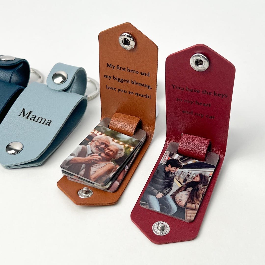 Leather Keychain With Photo, Personalized Gifts for Him, Keychain for ...