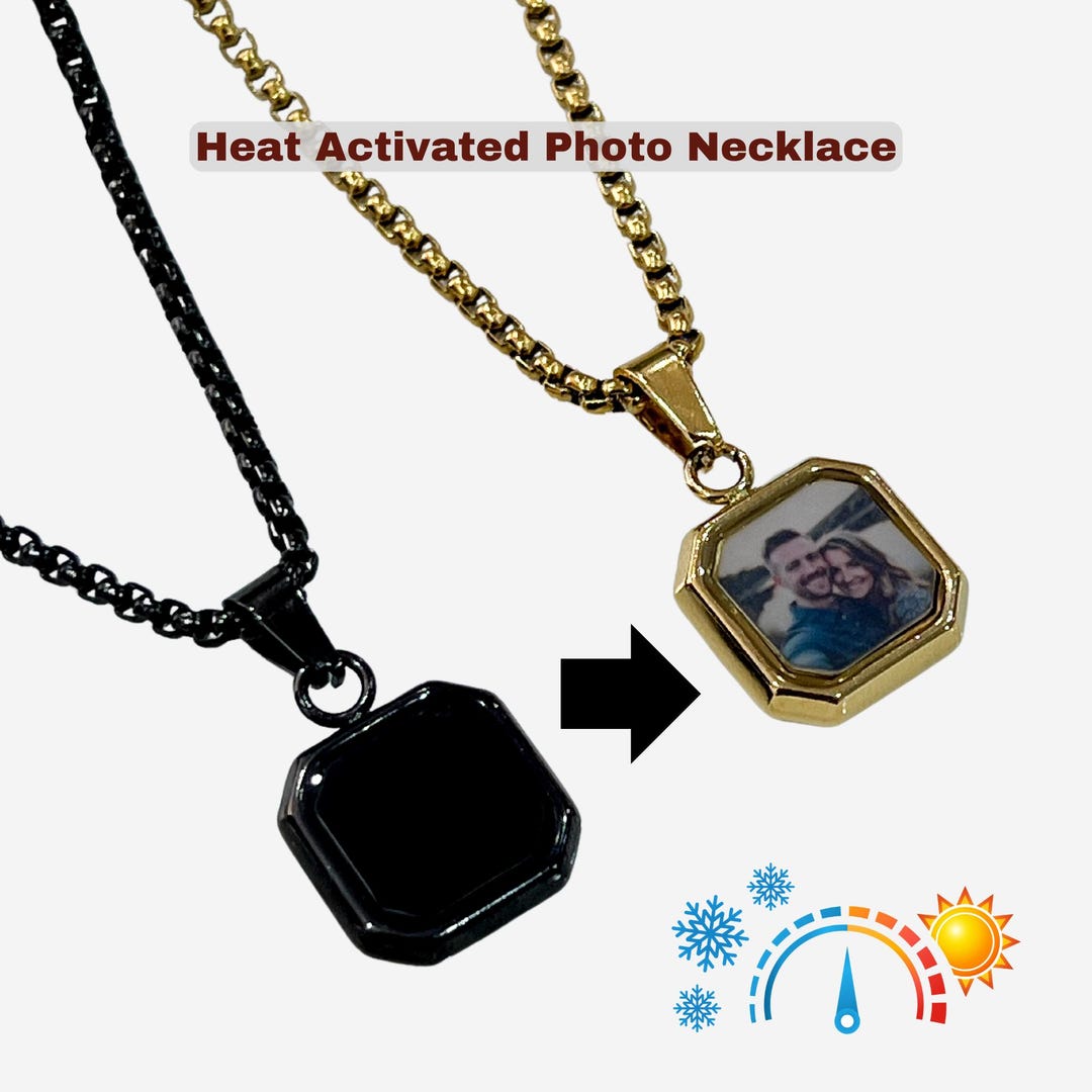 Personalized Heat-activated Photo Necklace, Hidden Picture Pendant - Etsy