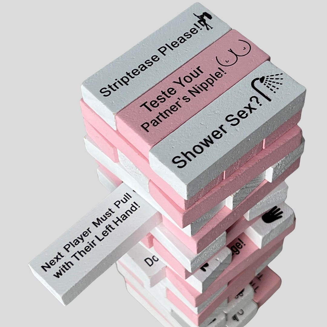 Adult Only Pink Jenga Tower Game, Date Night Ideas, Funny Couple Block ...
