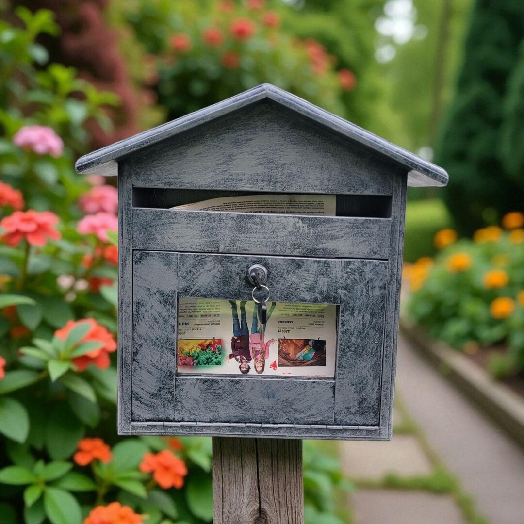 Handmade Wooden Mailbox – Rustic Oak & Beech Post Box With Lock, Wall ...