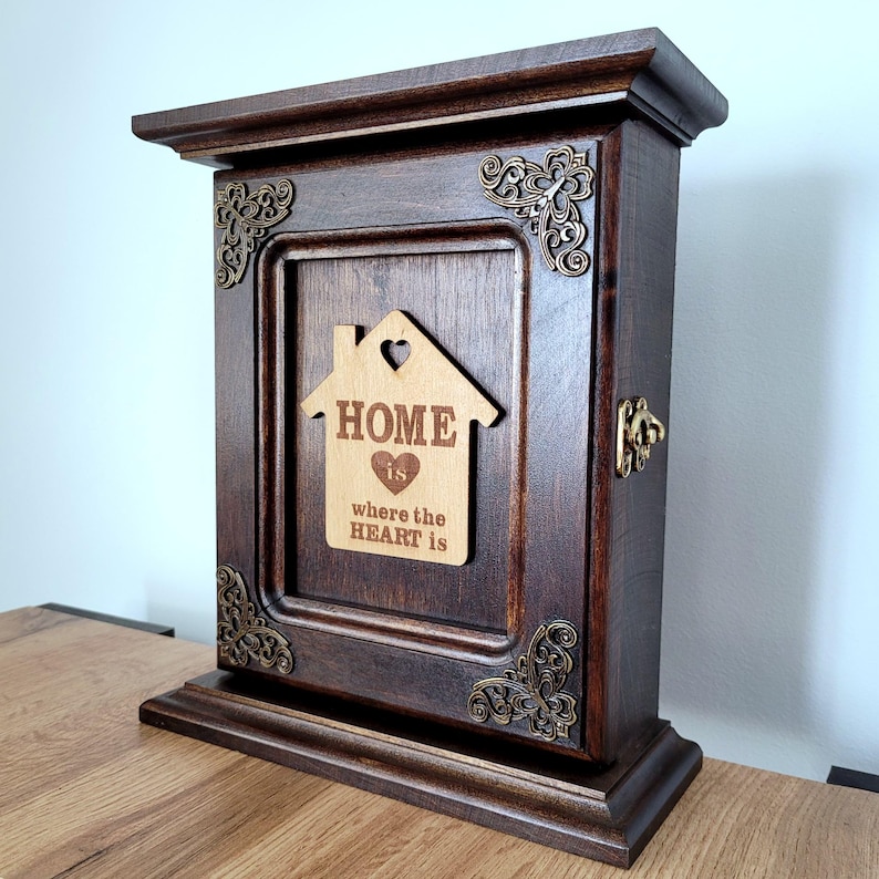 Wooden Key Box Organizer: Spruce & Walnut Wall Decor - Etsy