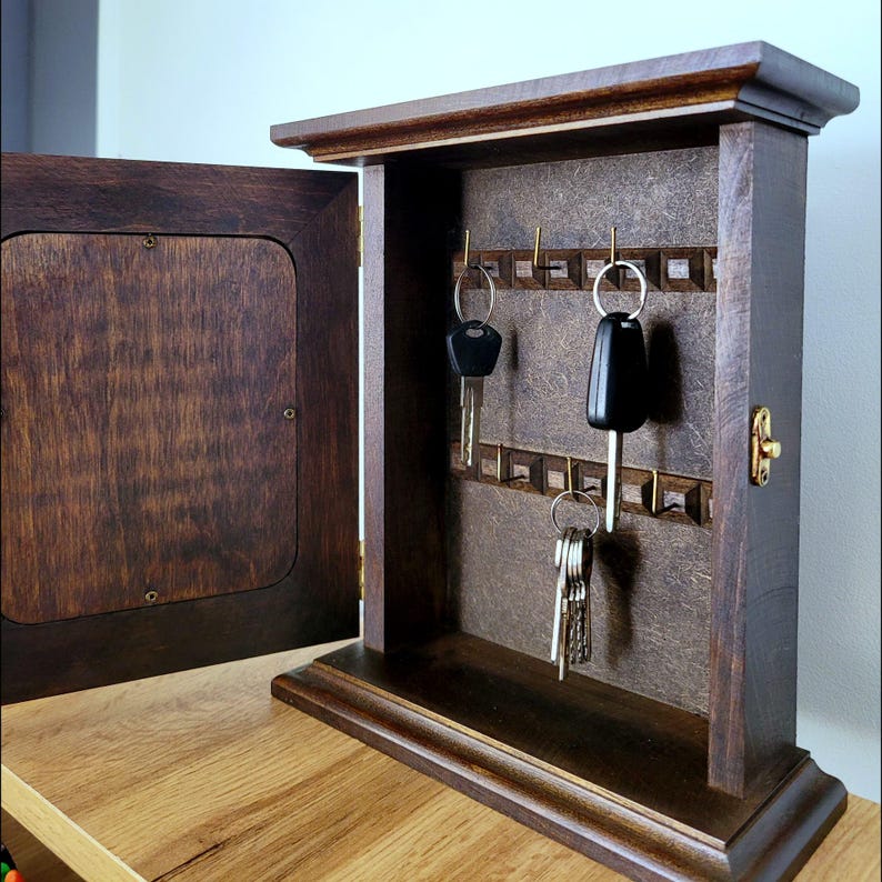Wooden Key Box Organizer: Spruce & Walnut Wall Decor - Etsy