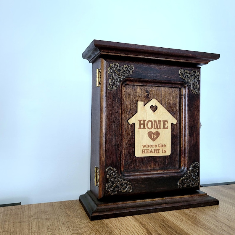 Wooden Key Box Organizer: Spruce & Walnut Wall Decor - Etsy