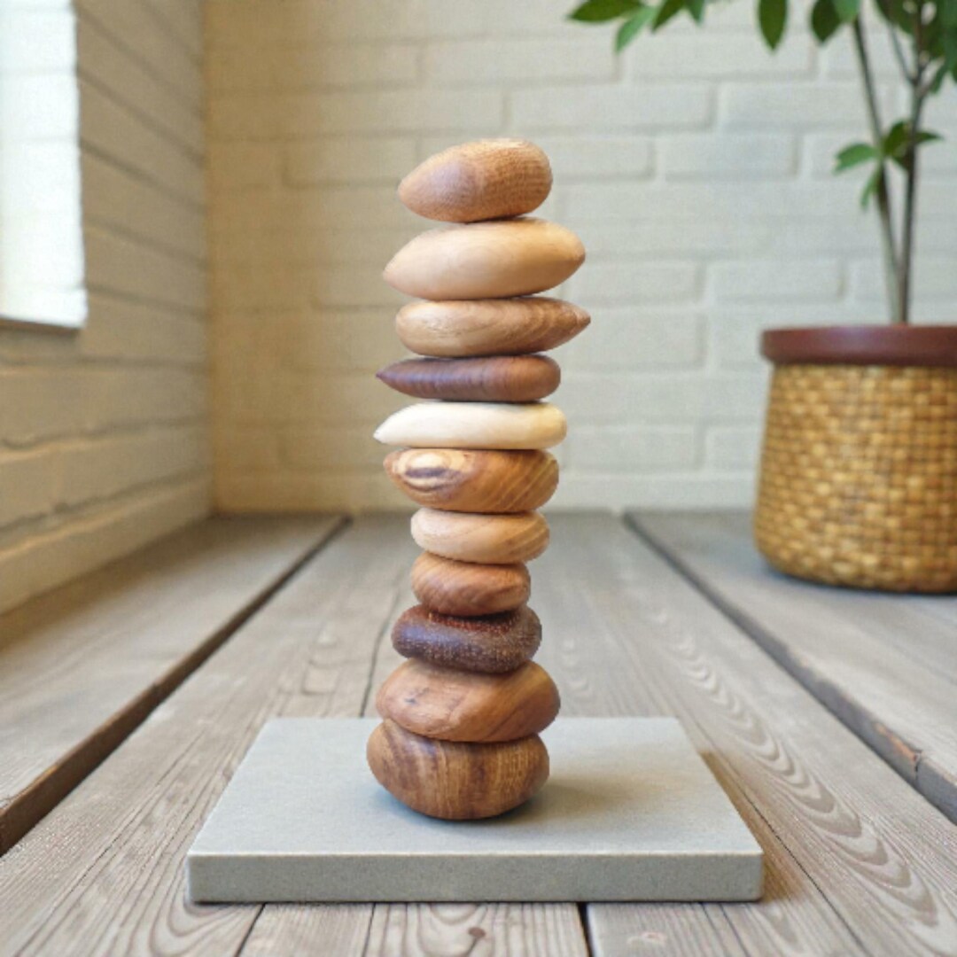 Handmade Wooden Balance Puzzle Game, Natural Wood Stacking Toy, Unique ...