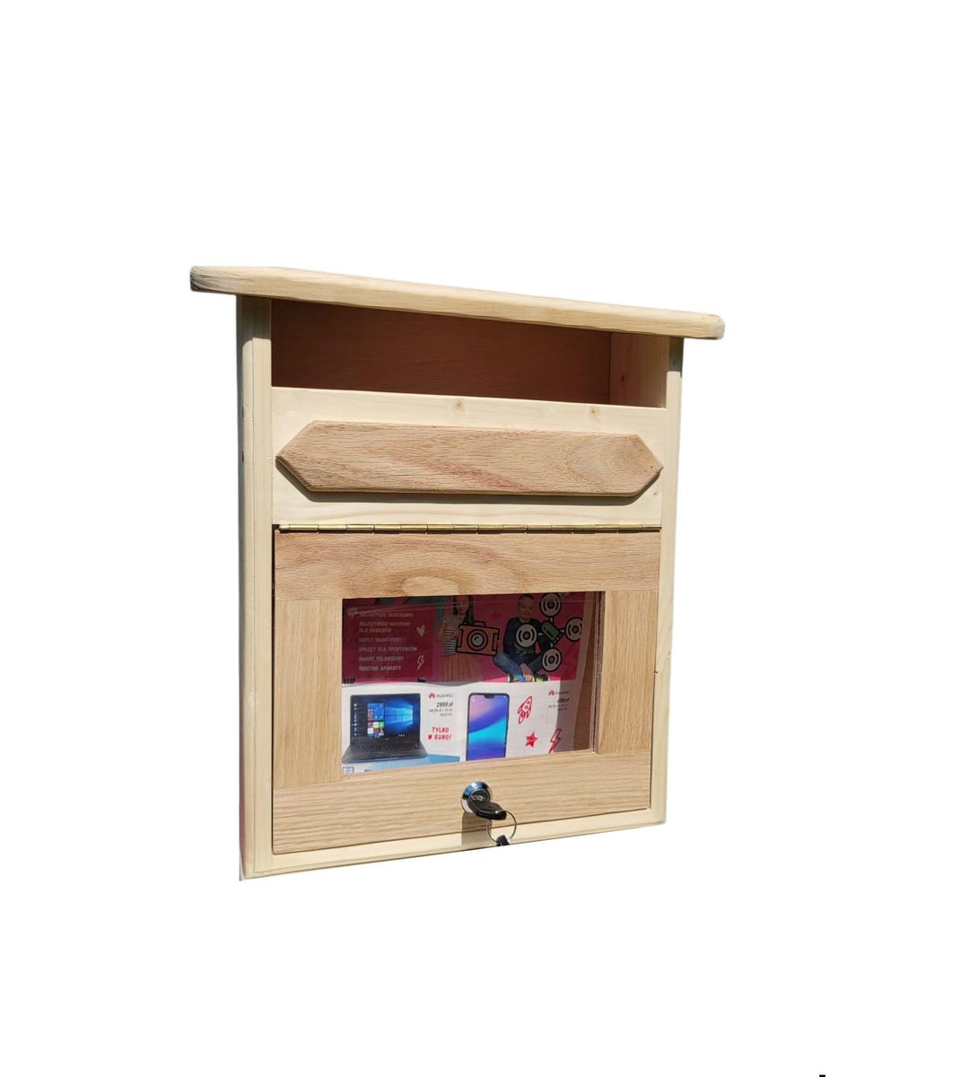 Handmade Wooden Mailbox With Lock: Rustic Pine & Red Oak Post Box - Etsy