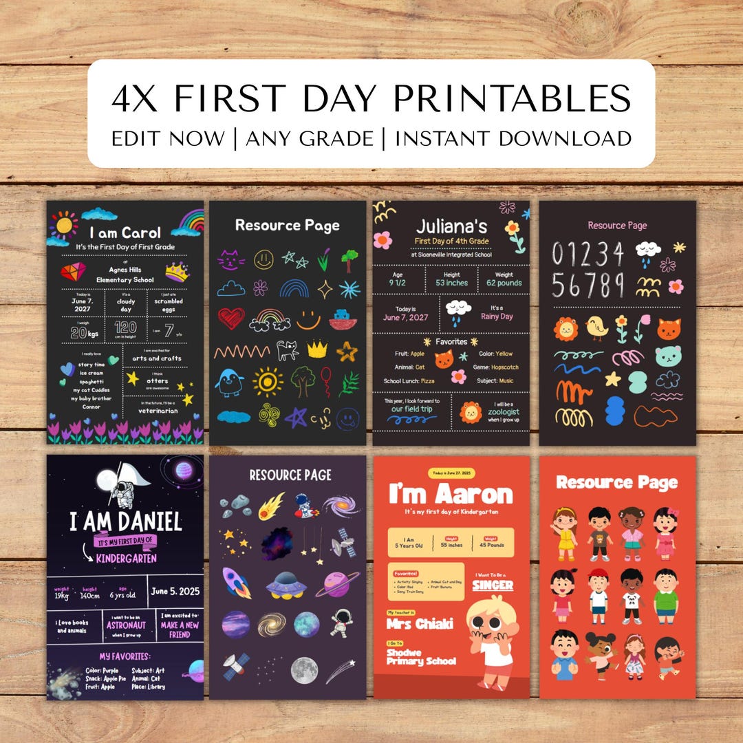 First Day of School Sign Printable Template, Back to School Board, Last ...