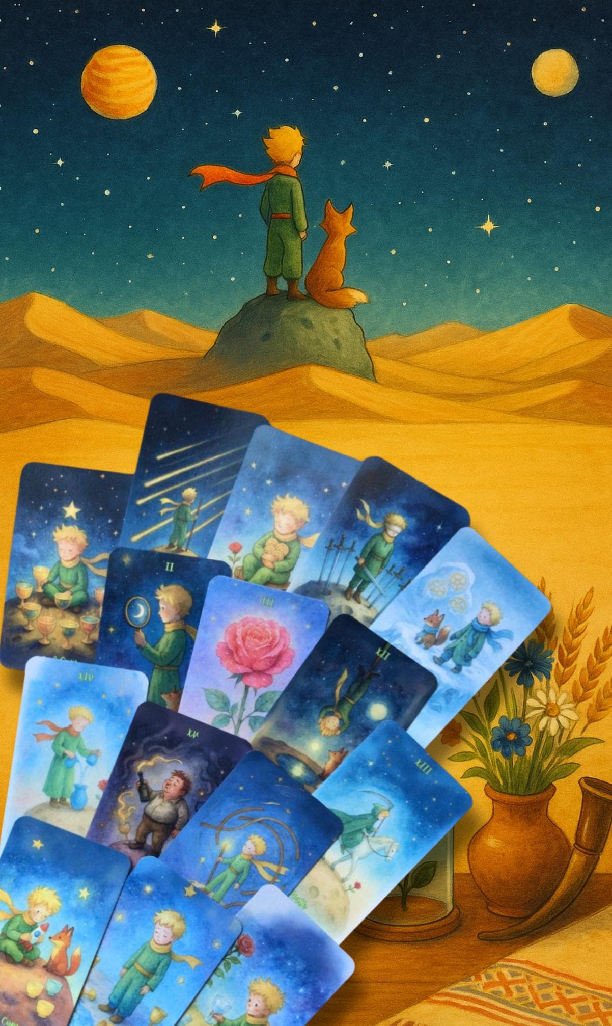 Little Prince-inspired Tarot Deck: Illustrated Cards With Guidebook - Etsy