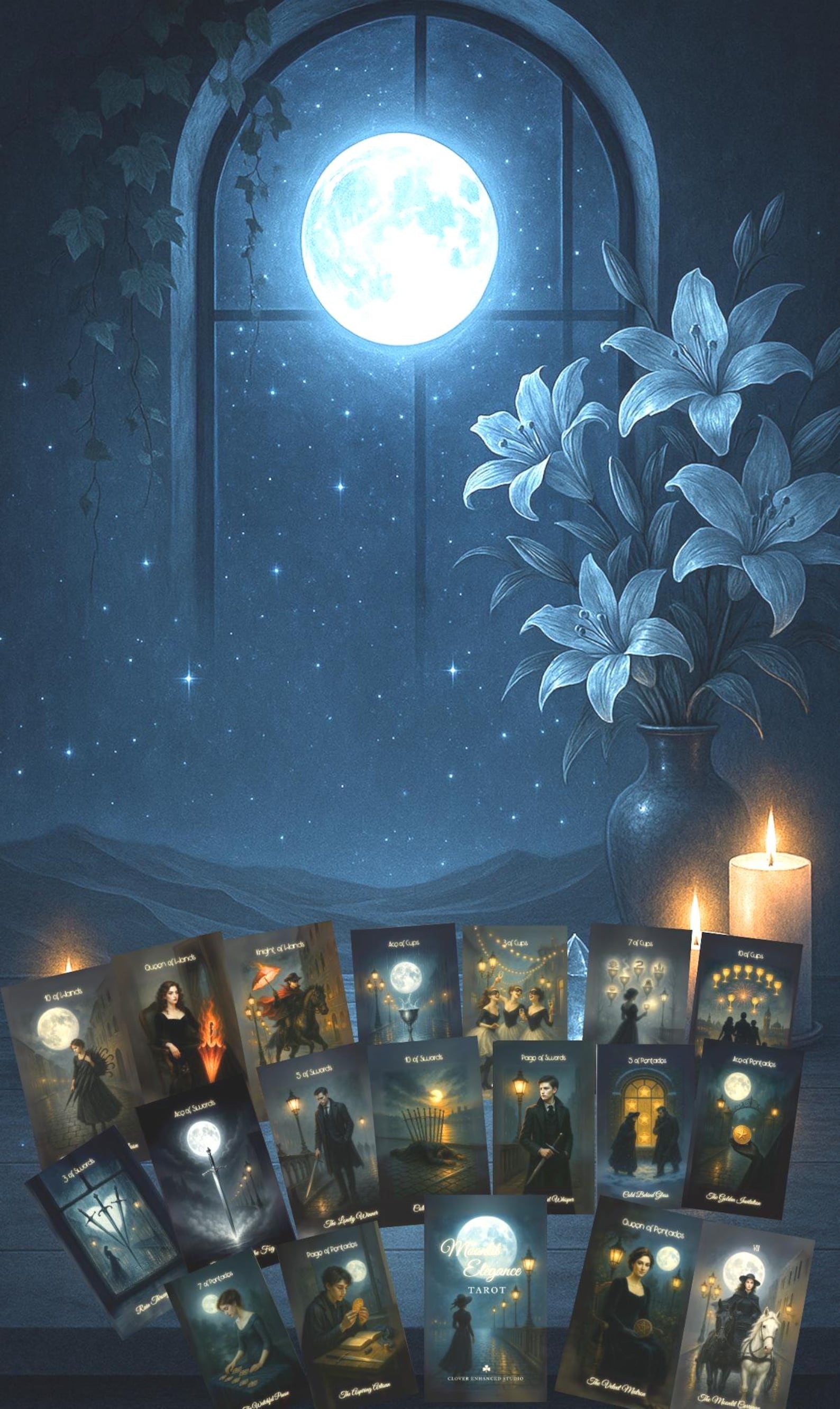 Moonlit Elegance Tarot Deck—romantic Illustrated Arcana of Mystery and ...