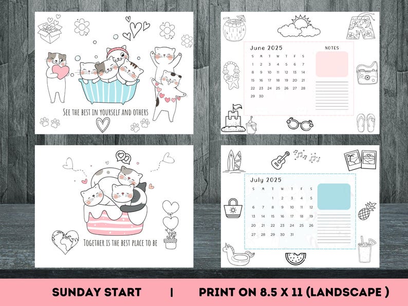 Printable Coloring Calendar for Kids, Coloring Calendar 2025, Monthly ...