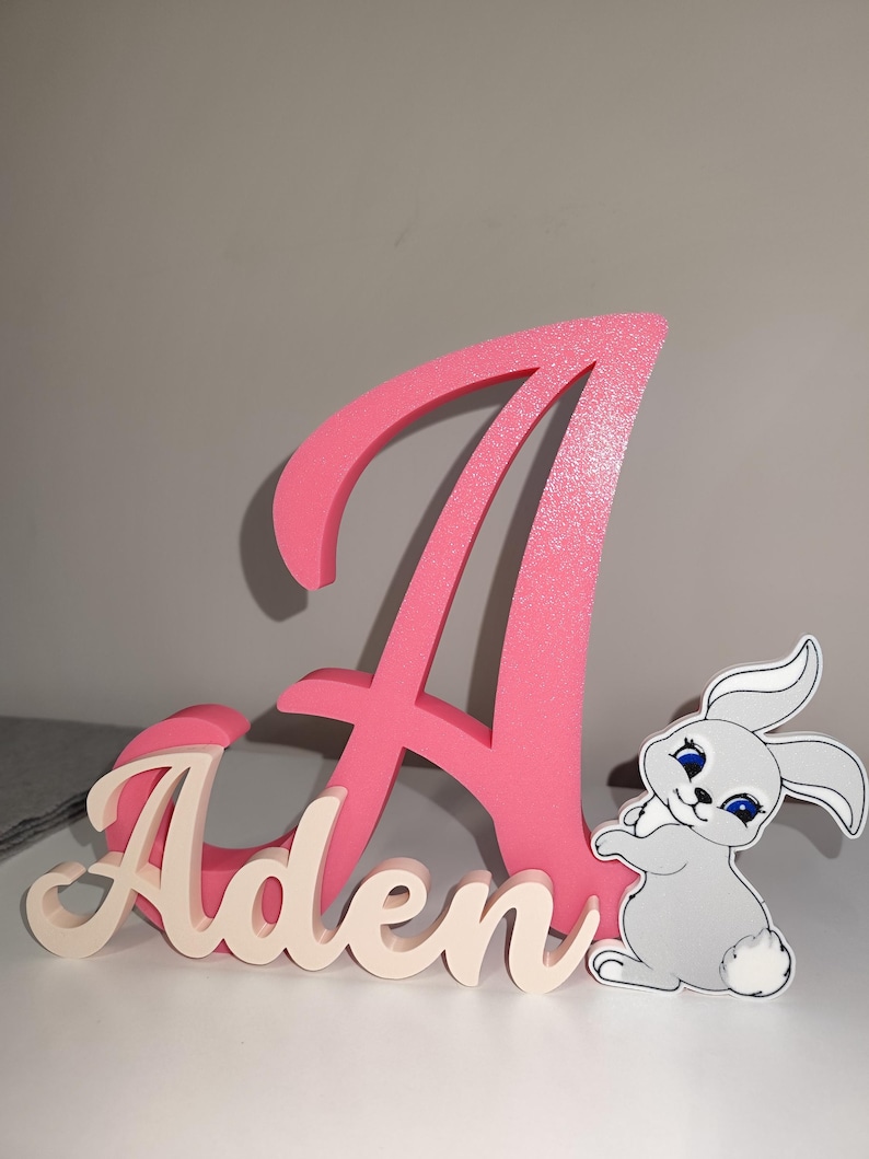 Personalized 3D Name Sign | Bunny Nursery Wall Decor, Custom Kids ...