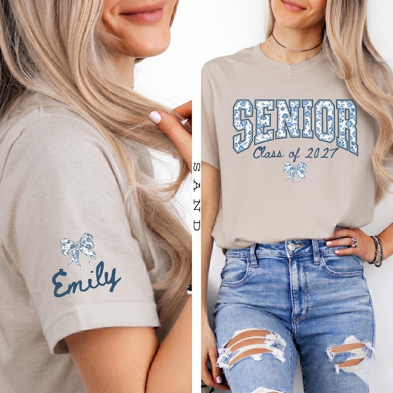Personalized Floral Senior 2027 Shirt, Personalized Class of 2027 Shirt ...