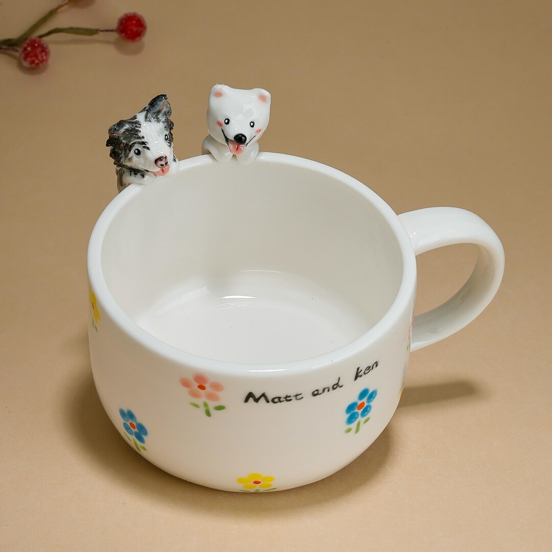 Custom Pet Mug With 3D Dog Figures, Personalized Ceramic Cup With ...