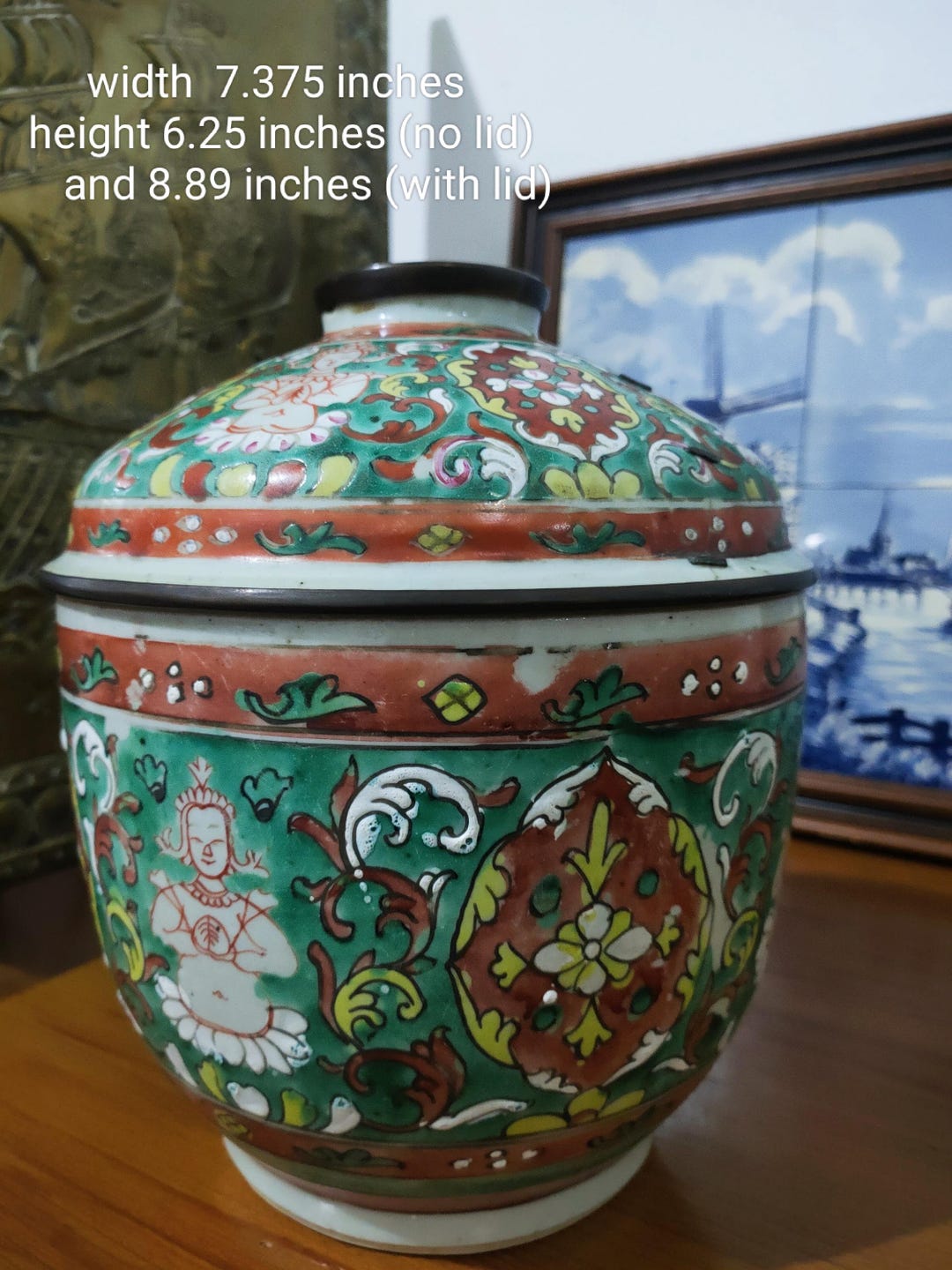 Antique Bencharong Covered Jar: Thai Polychrome Porcelain, 18th Century ...