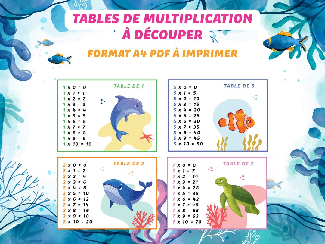 PDF Multiplication Tables to Print in French, Flash Cards for Children ...