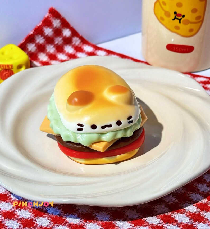 Teriyaki Cat Burger Squeeze Toy - Adorable Kawaii Stress Relief Gift ...