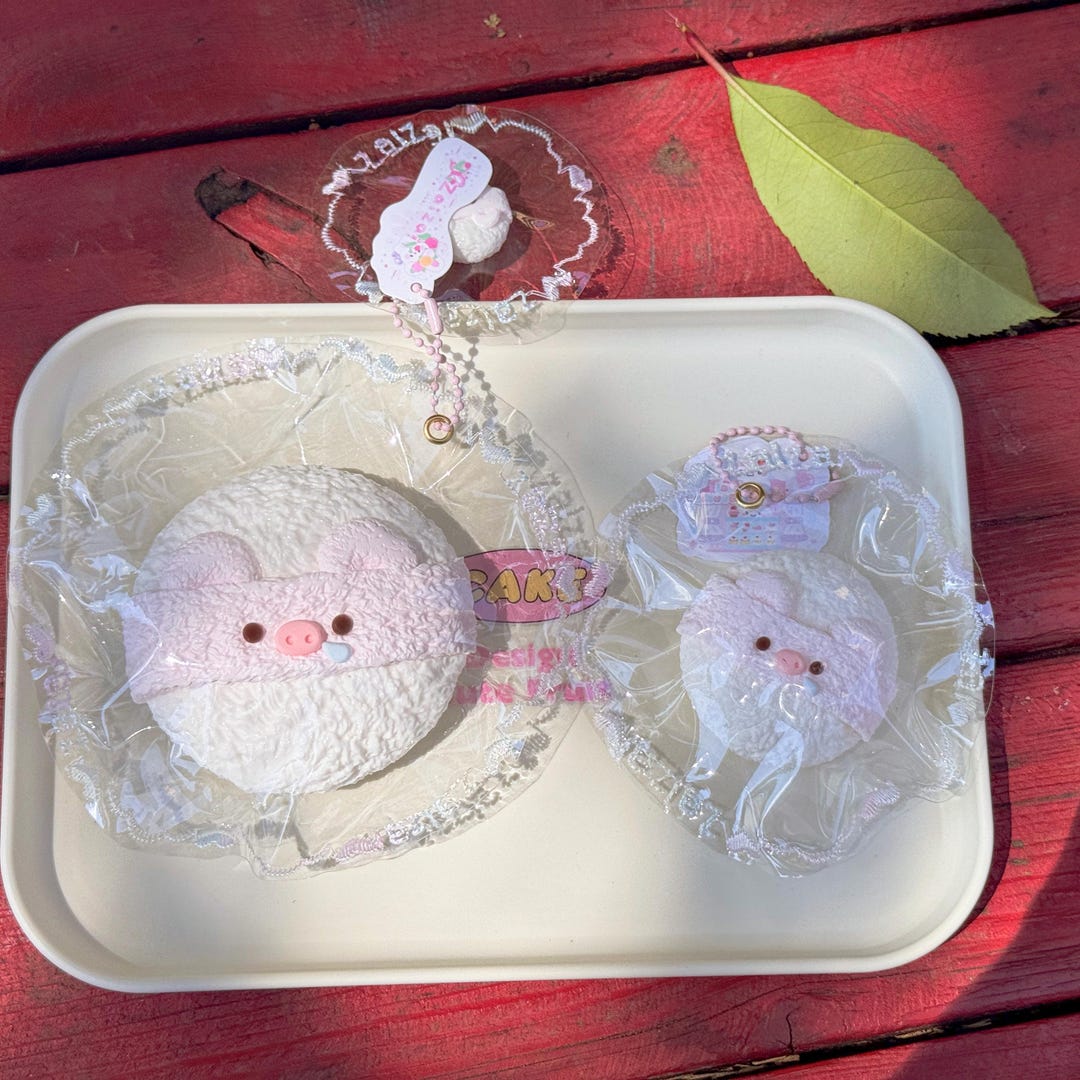 Piggy Powder Puff Squishy Toy - Soft Puff Sensory Stress Relief Gift ...