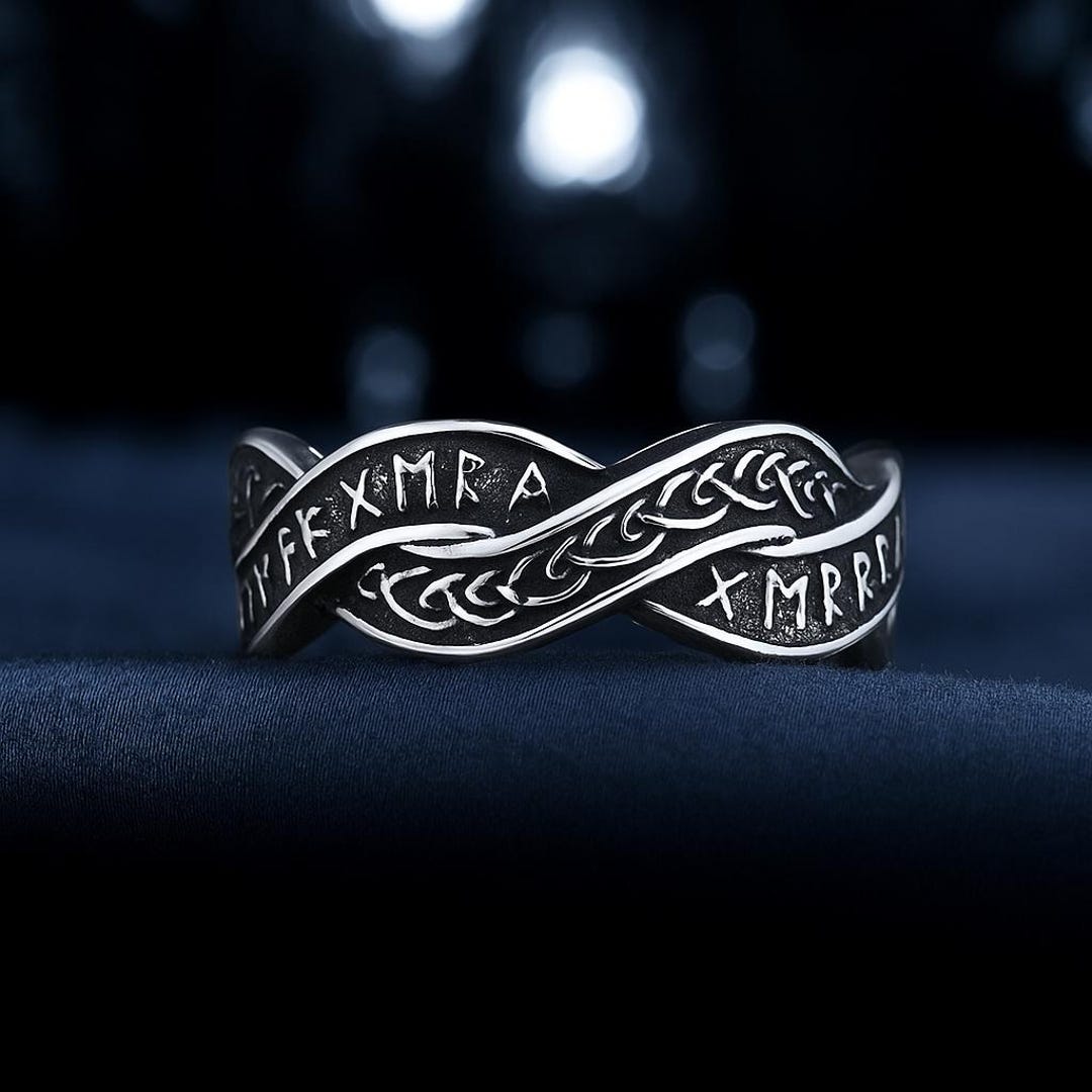 Viking Twisted Rune Ring – Norse Celtic Band | Stainless Steel Pagan ...