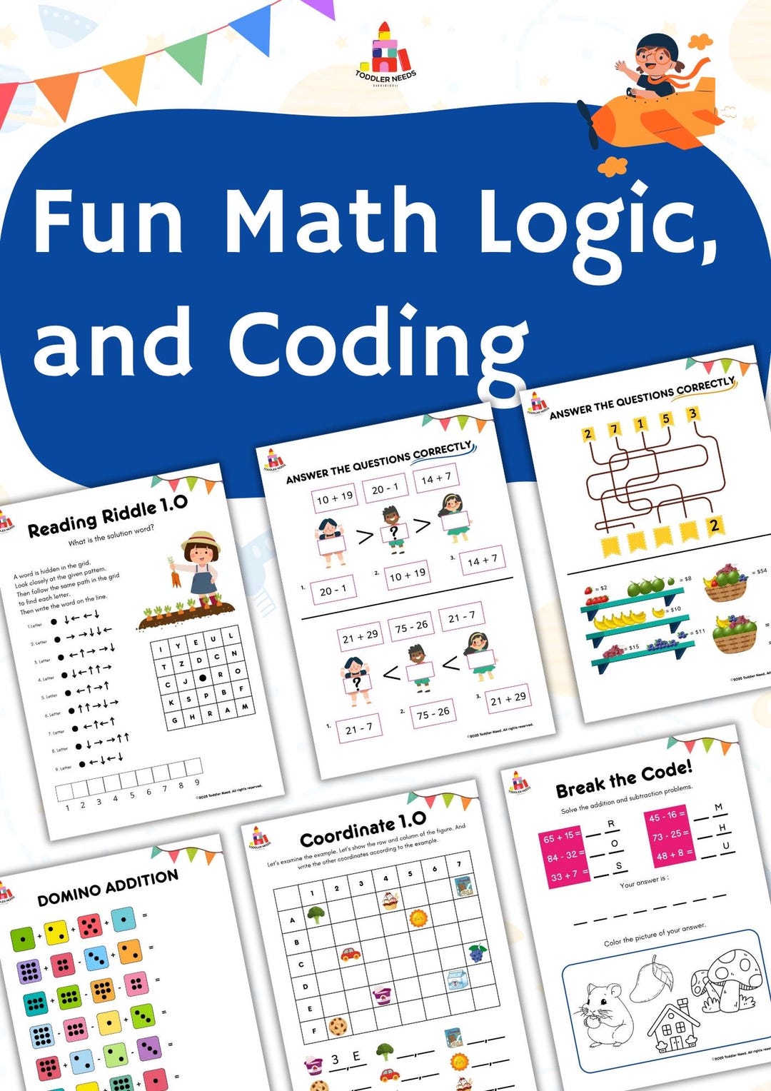Printable Math Logic & Coding Worksheets: STEM Activities for Kids Ages ...