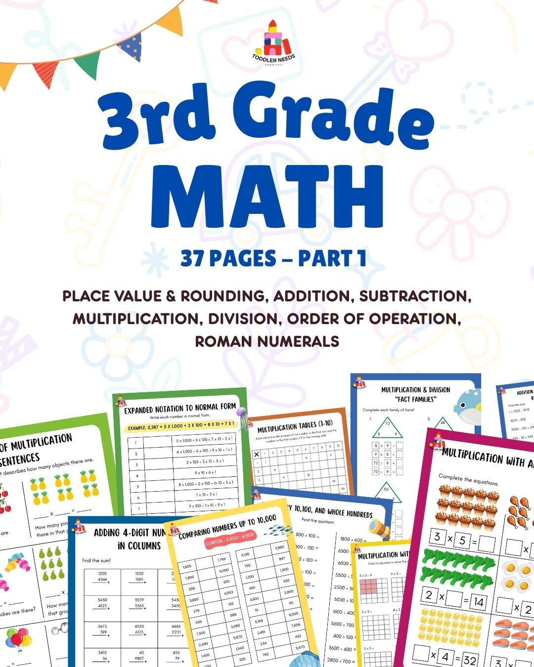 3rd Grade Singapore Math Worksheets: Place Value, Operations (PDF) - Etsy